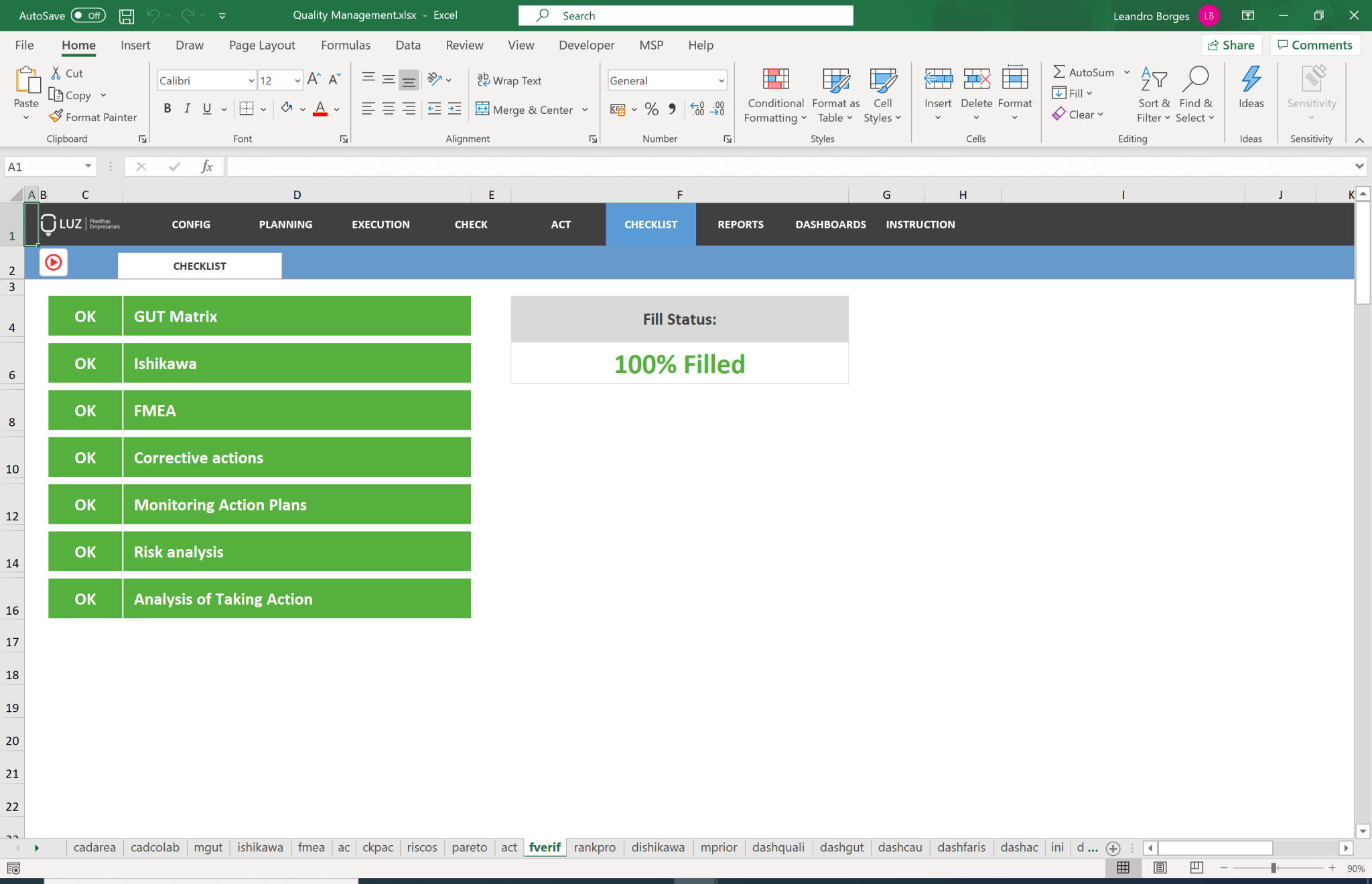 Quality Management Excel Spreadsheet Template - LUZ Templates