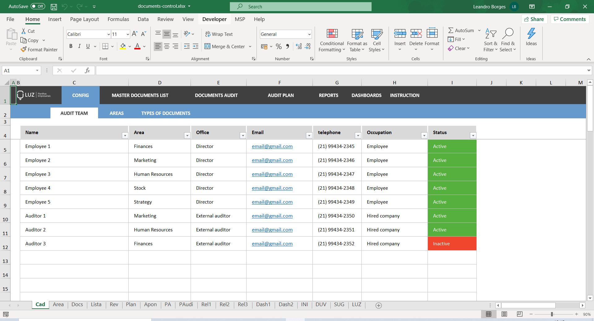 Document Control System Excel Spreadsheet Template - LUZ Templates
