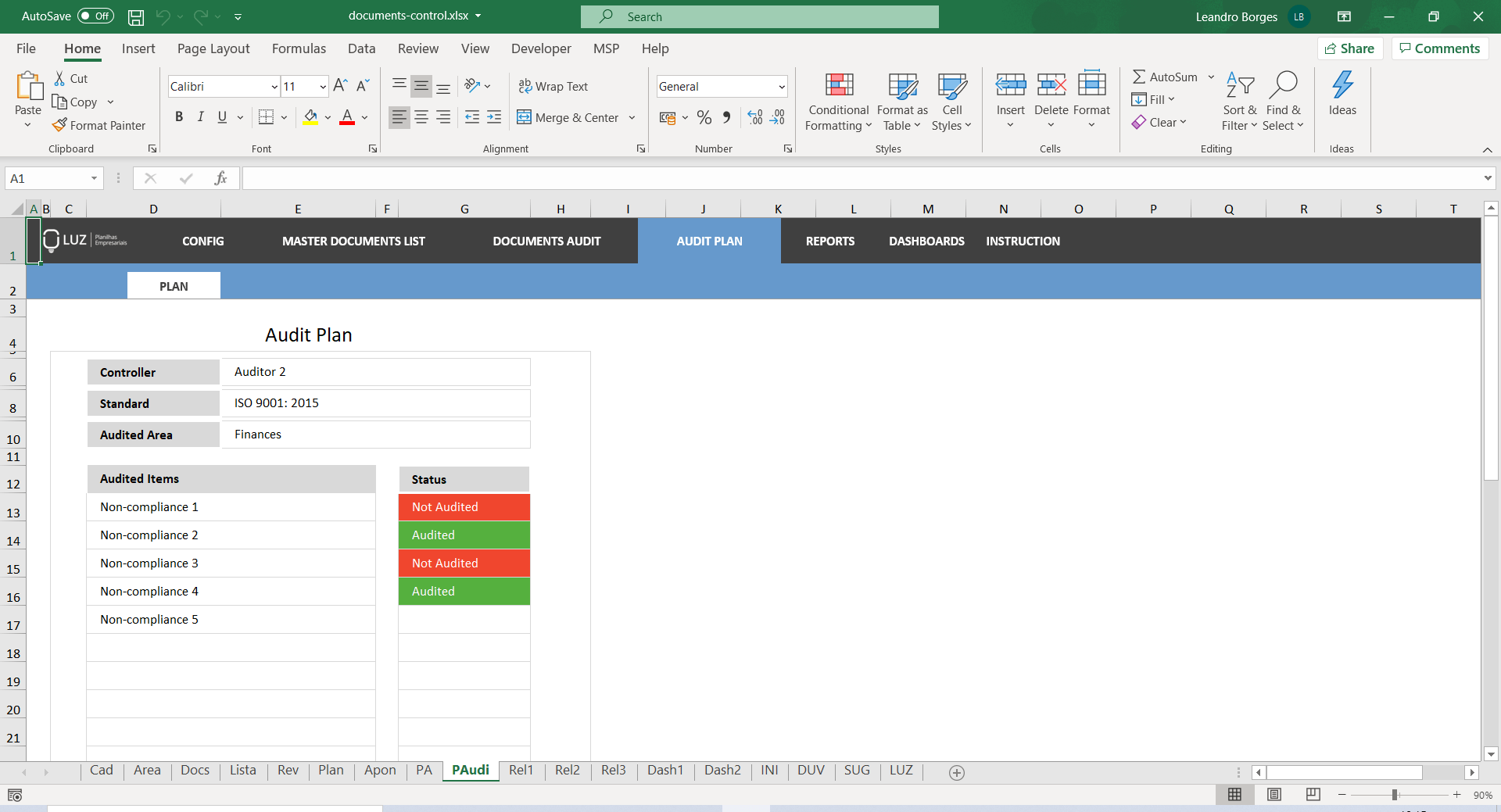 Document Control System Excel Spreadsheet Template - LUZ Templates