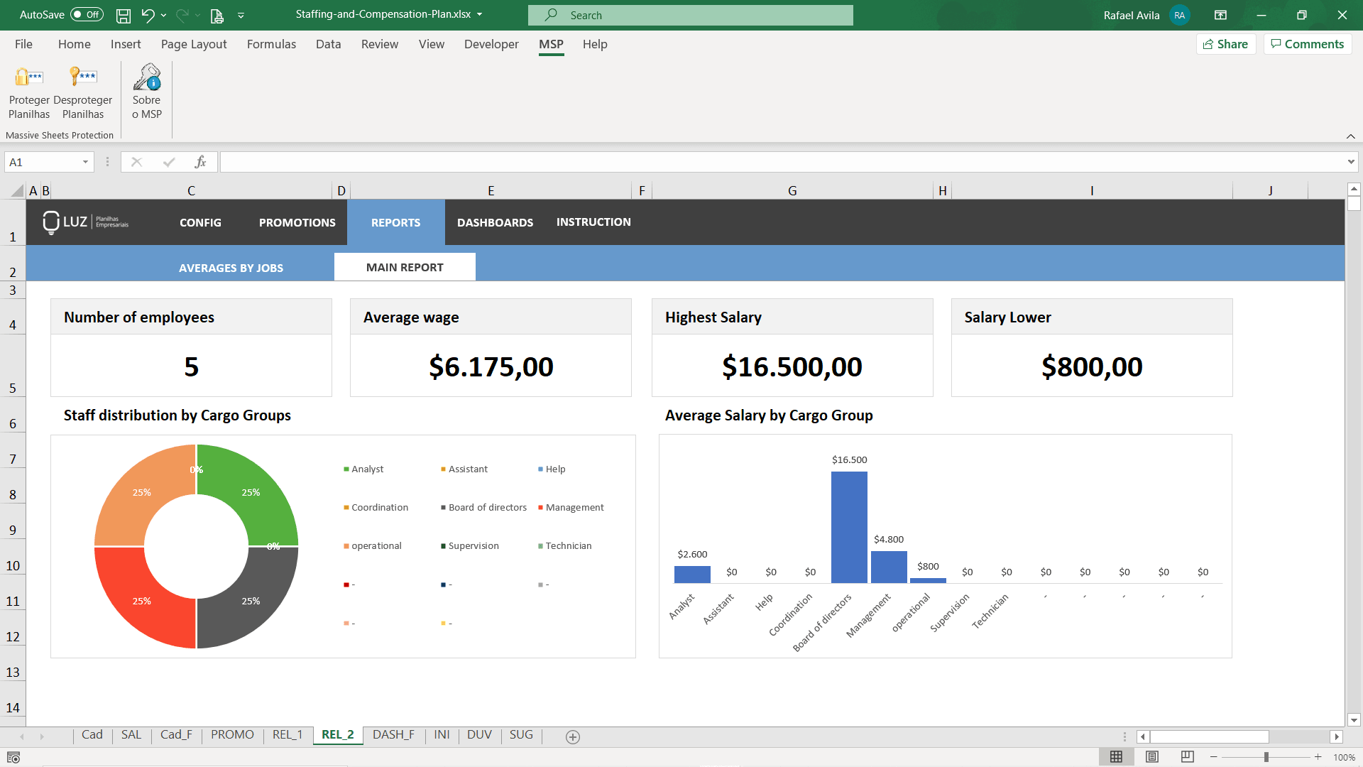Staffing and Compensation Plan Excel Spreadsheet - LUZ Templates