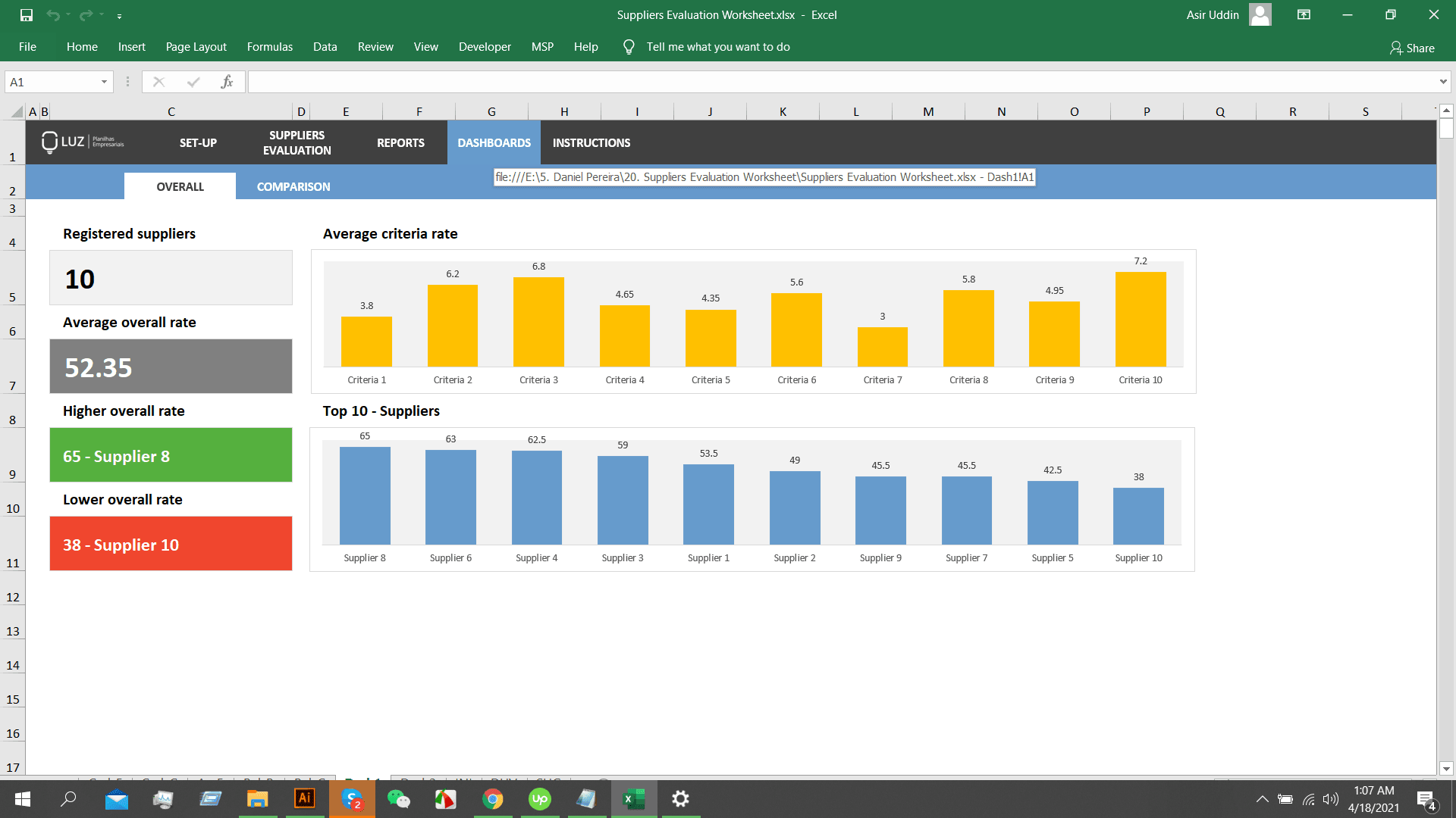 Suppliers Evaluation Excel Spreadsheet Template - LUZ Templates