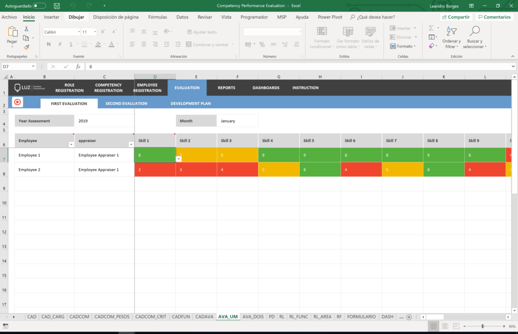 Competency Mapping (Skill Matrix) Tool Excel Spreadsheet Template - LUZ ...