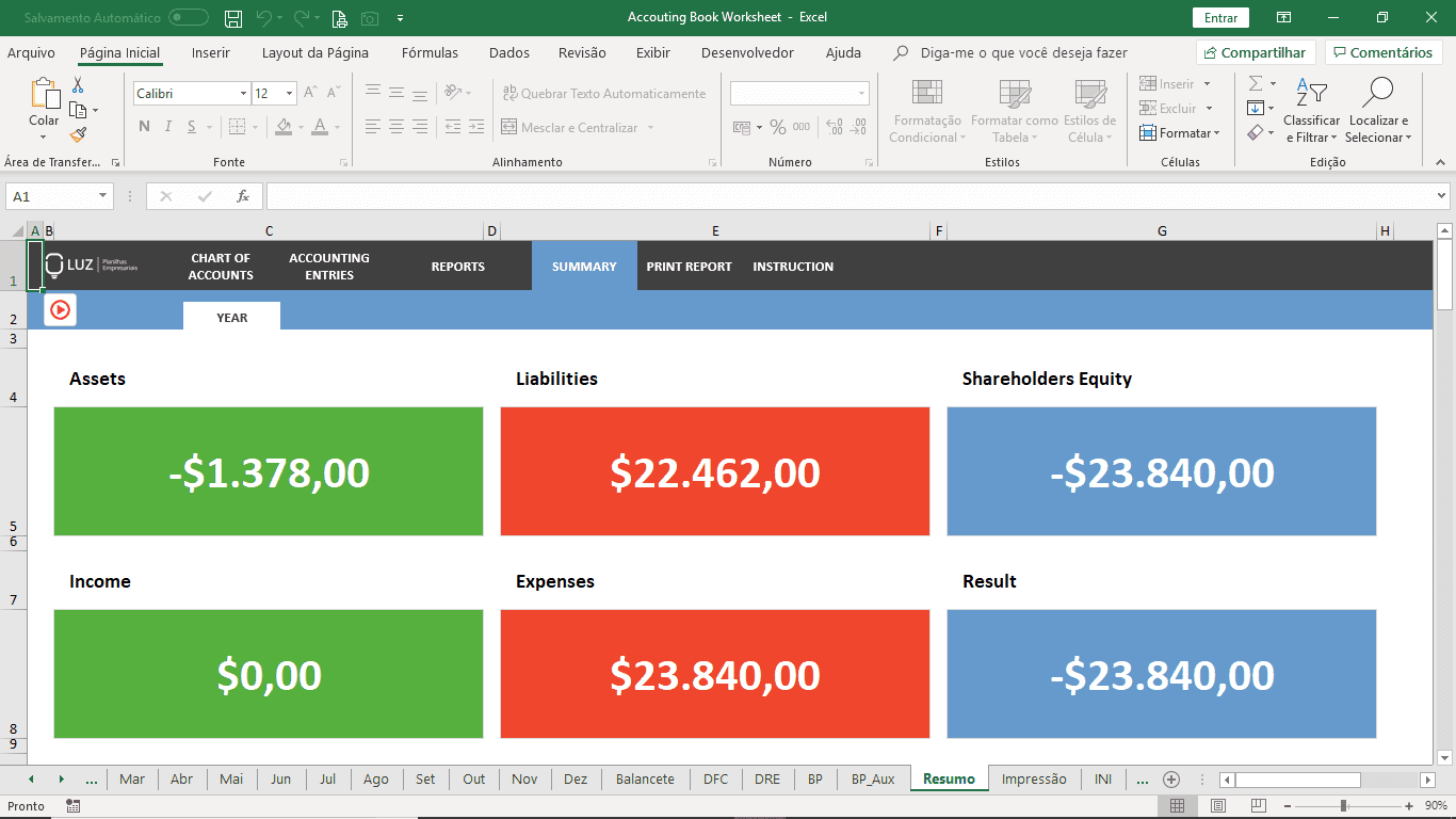 Accounting Book Excel Spreadsheet Template - LUZ Templates