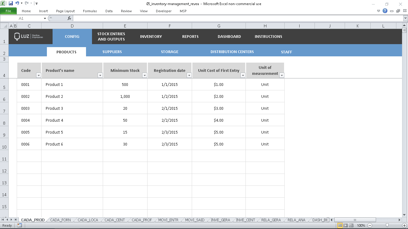 Inventory Management Excel Spreadsheet Template - LUZ Templates