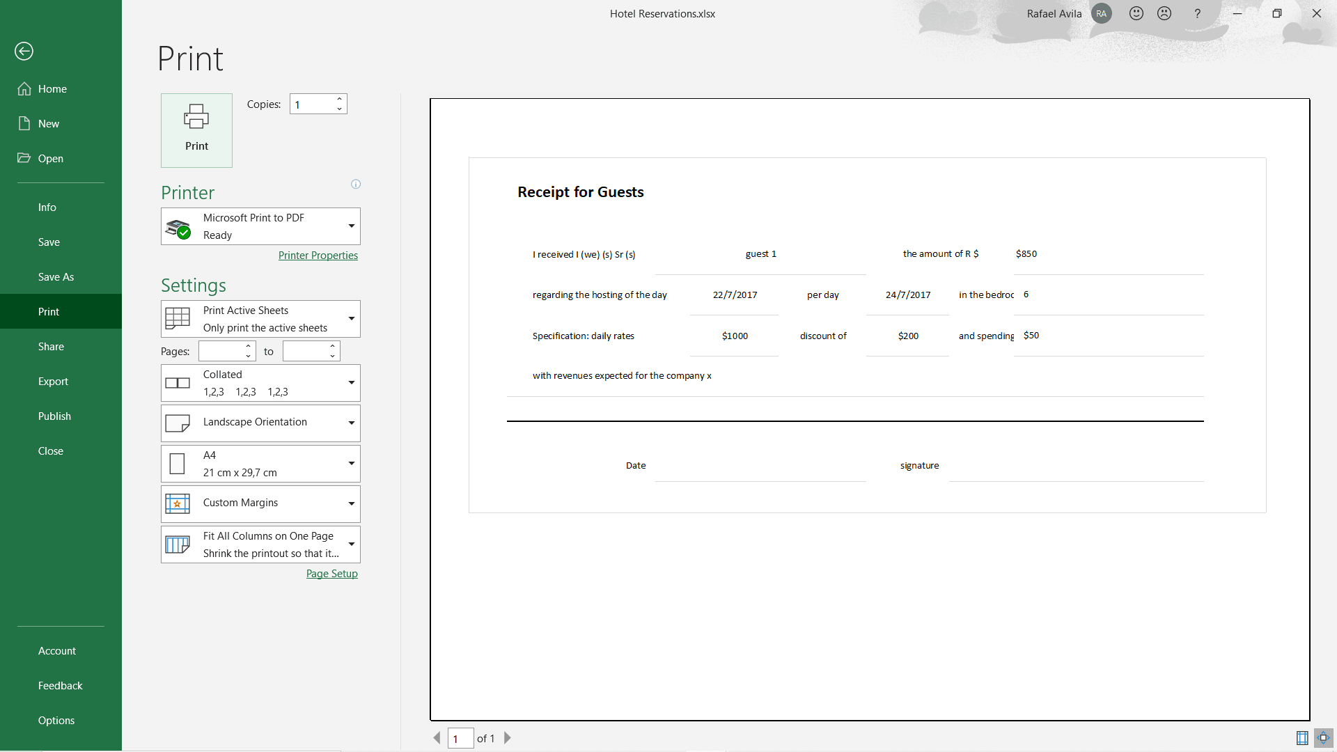 Hotel Reservations/Booking Excel Spreadsheet Template - LUZ Templates