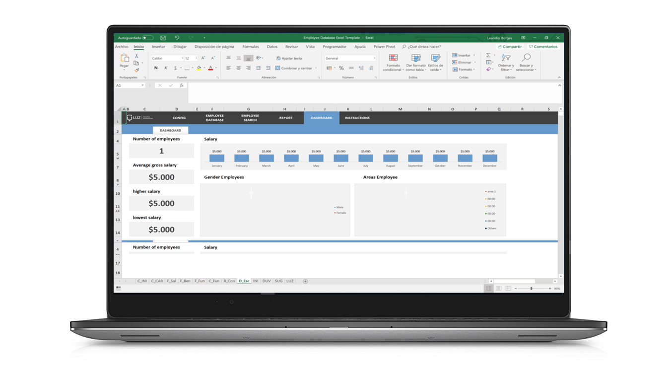 Employee Database Excel Spreadsheet Template - LUZ Templates