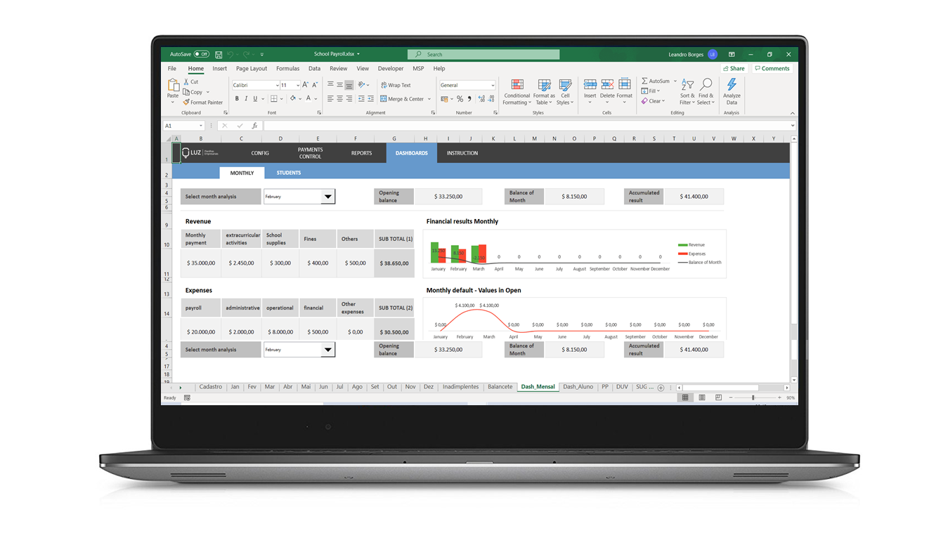 School Accounts Payroll Excel Spreadsheet Template - LUZ Templates