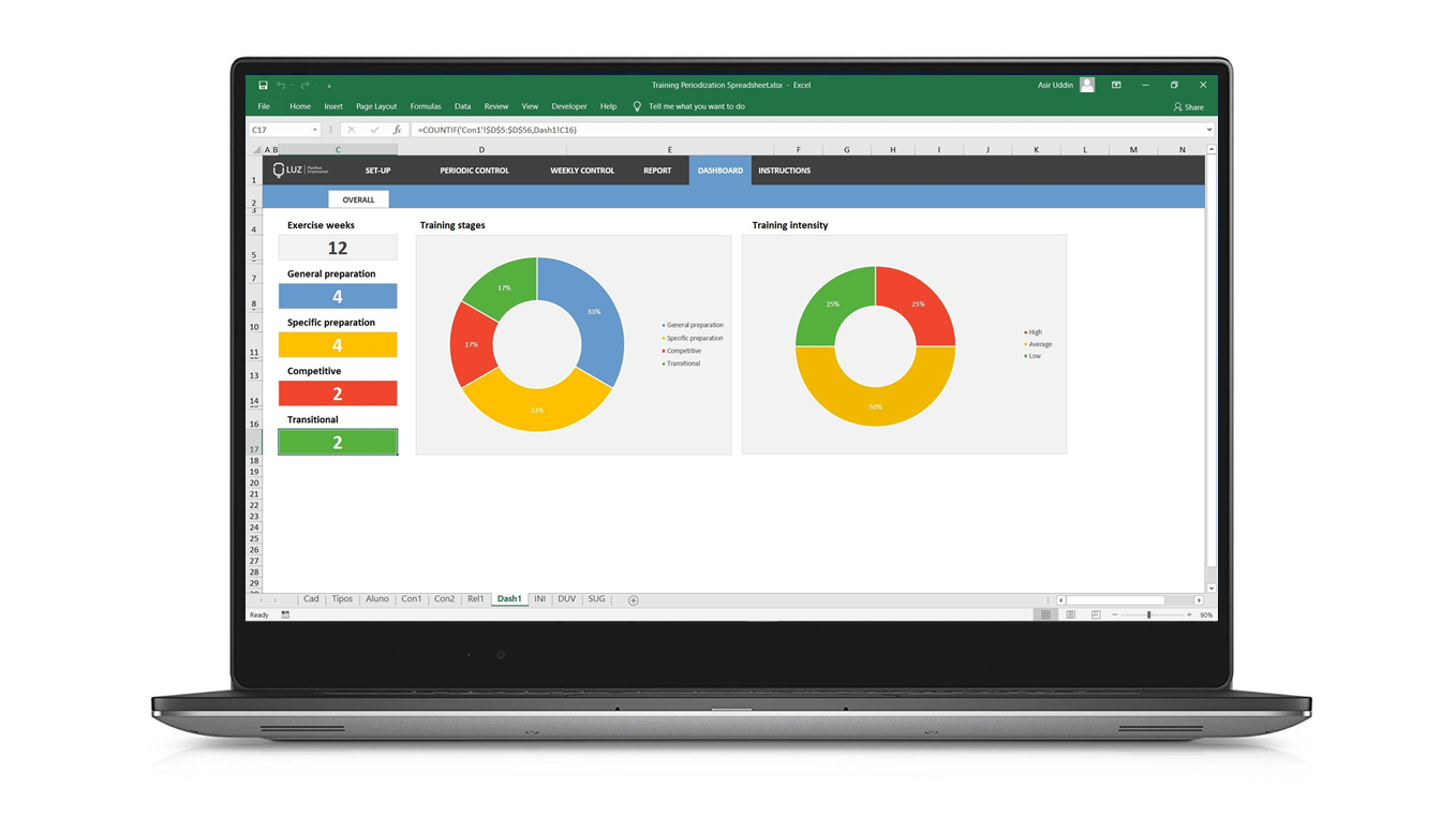 Training Periodization Excel Spreadsheet Template - LUZ Templates