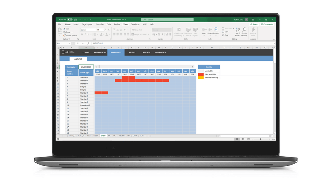 Hotel Reservations/Booking Excel Spreadsheet Template - LUZ Templates