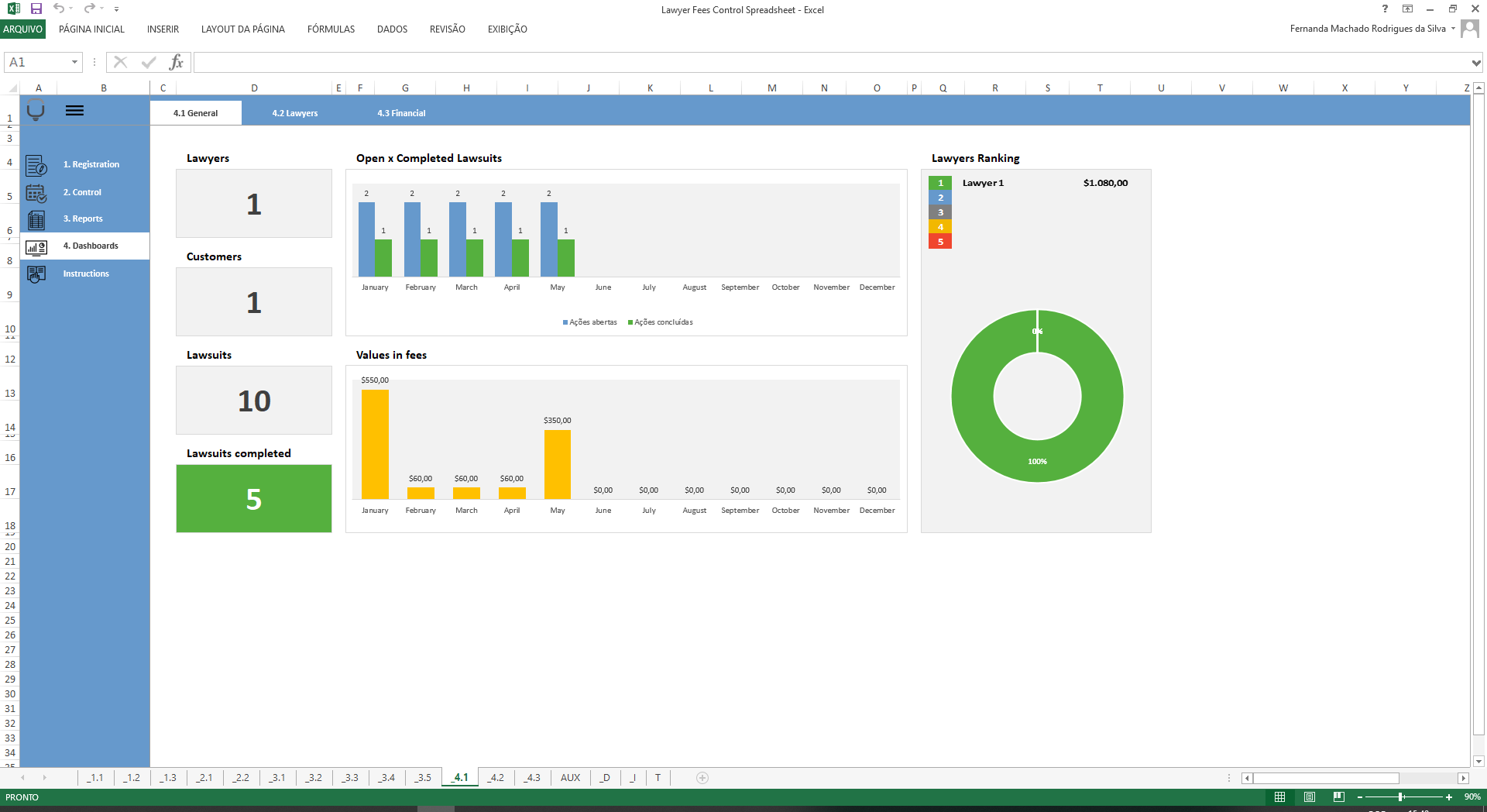 Lawyer Fees Control Spreadsheet Template - LUZ Templates