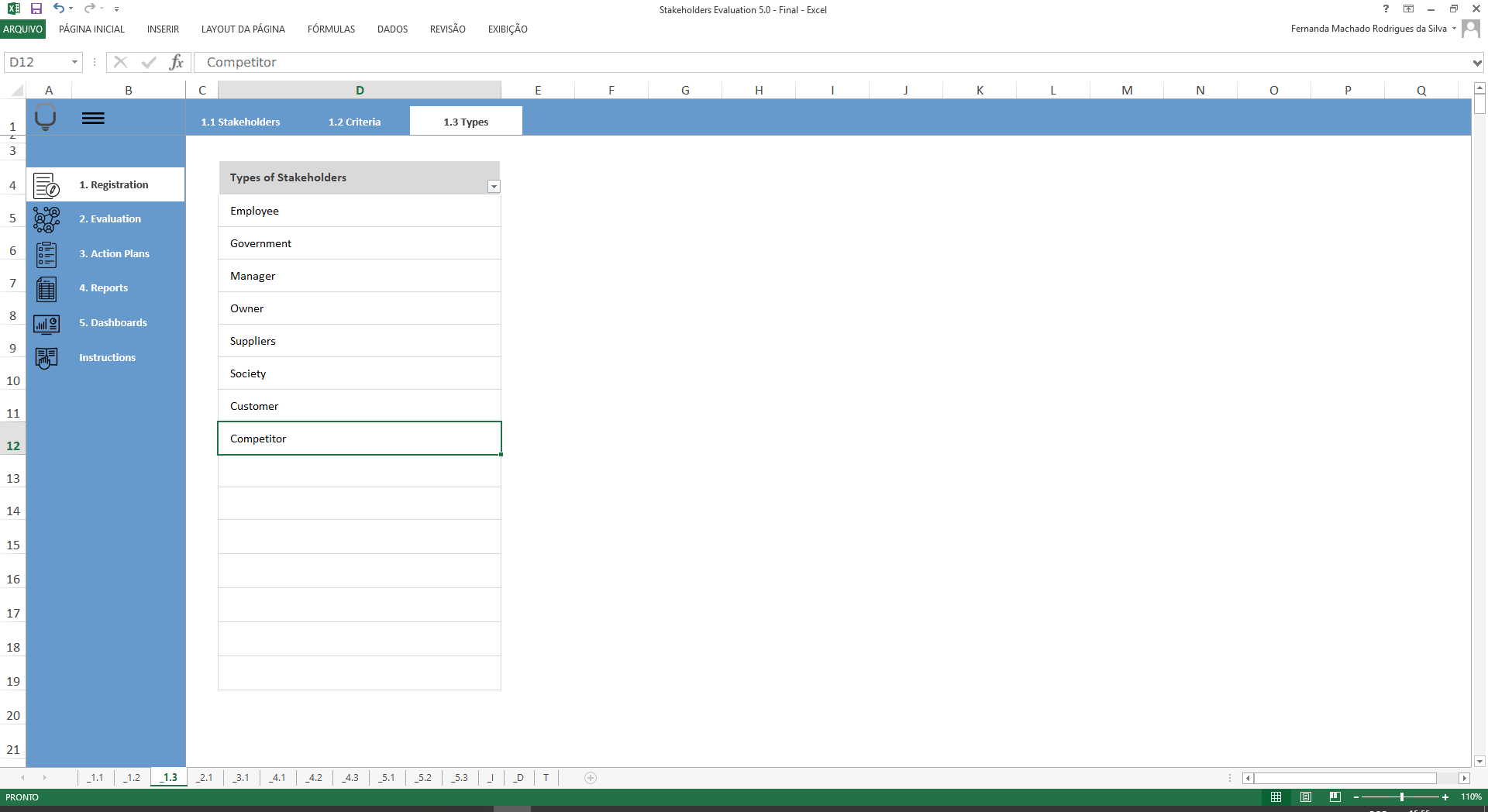 Stakeholders Evaluation Excel Spreadsheet Template - LUZ Templates