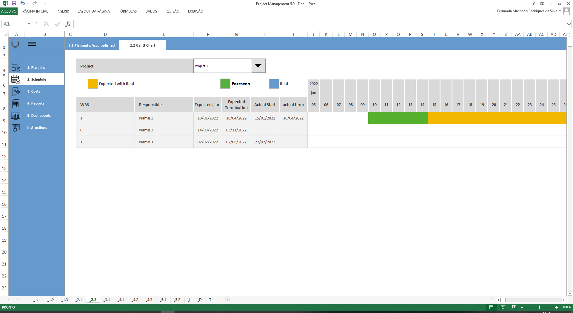 Project Management Excel Spreadsheet Template - LUZ Templates