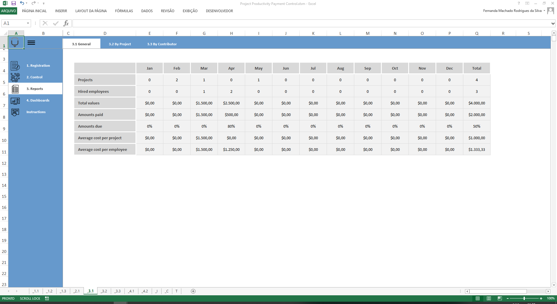 Project Productivity Payment Control Excel Spreadsheet Template - LUZ ...
