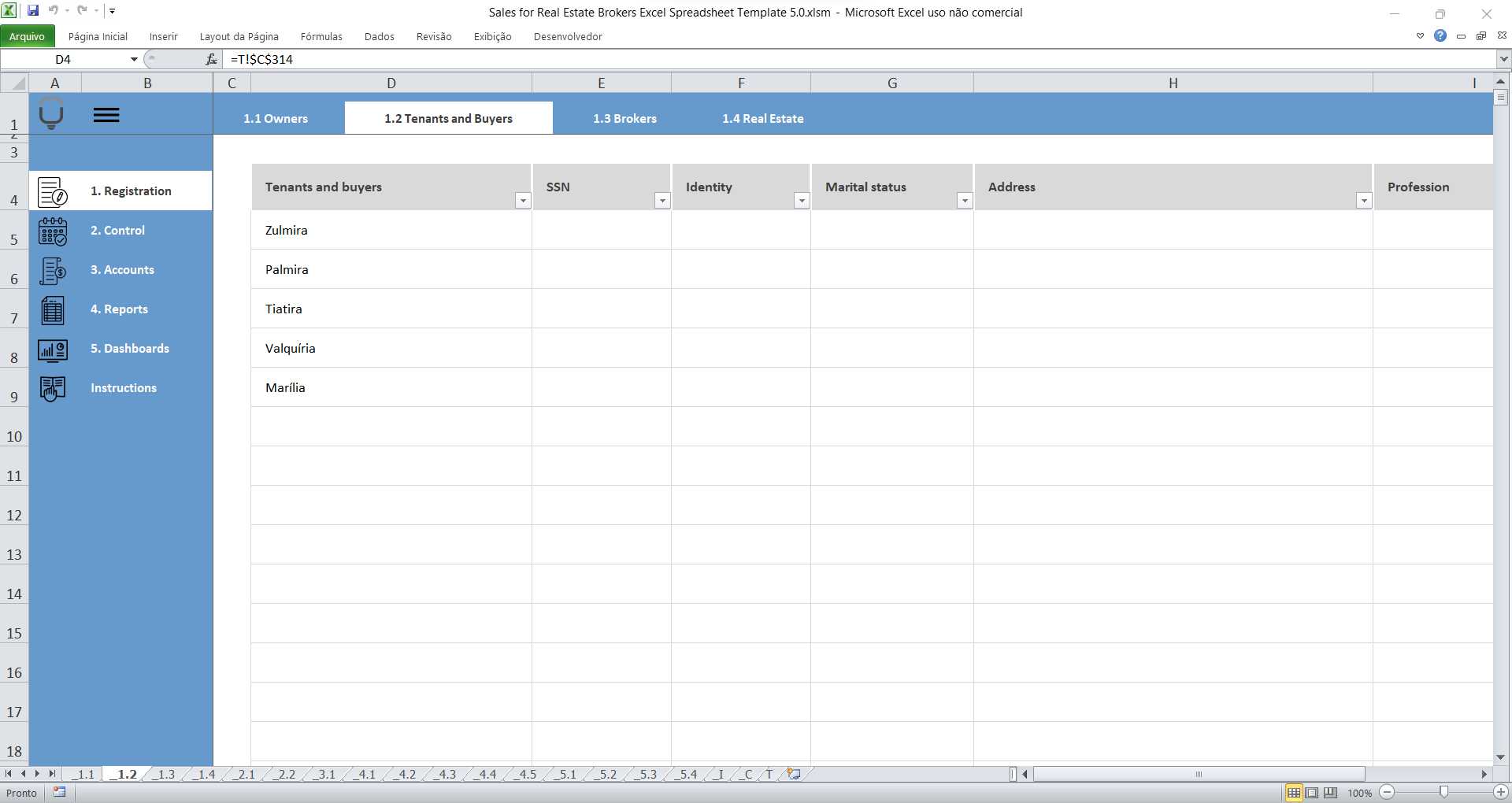 Sales for Real Estate Brokers Excel Spreadsheet Template - LUZ Templates