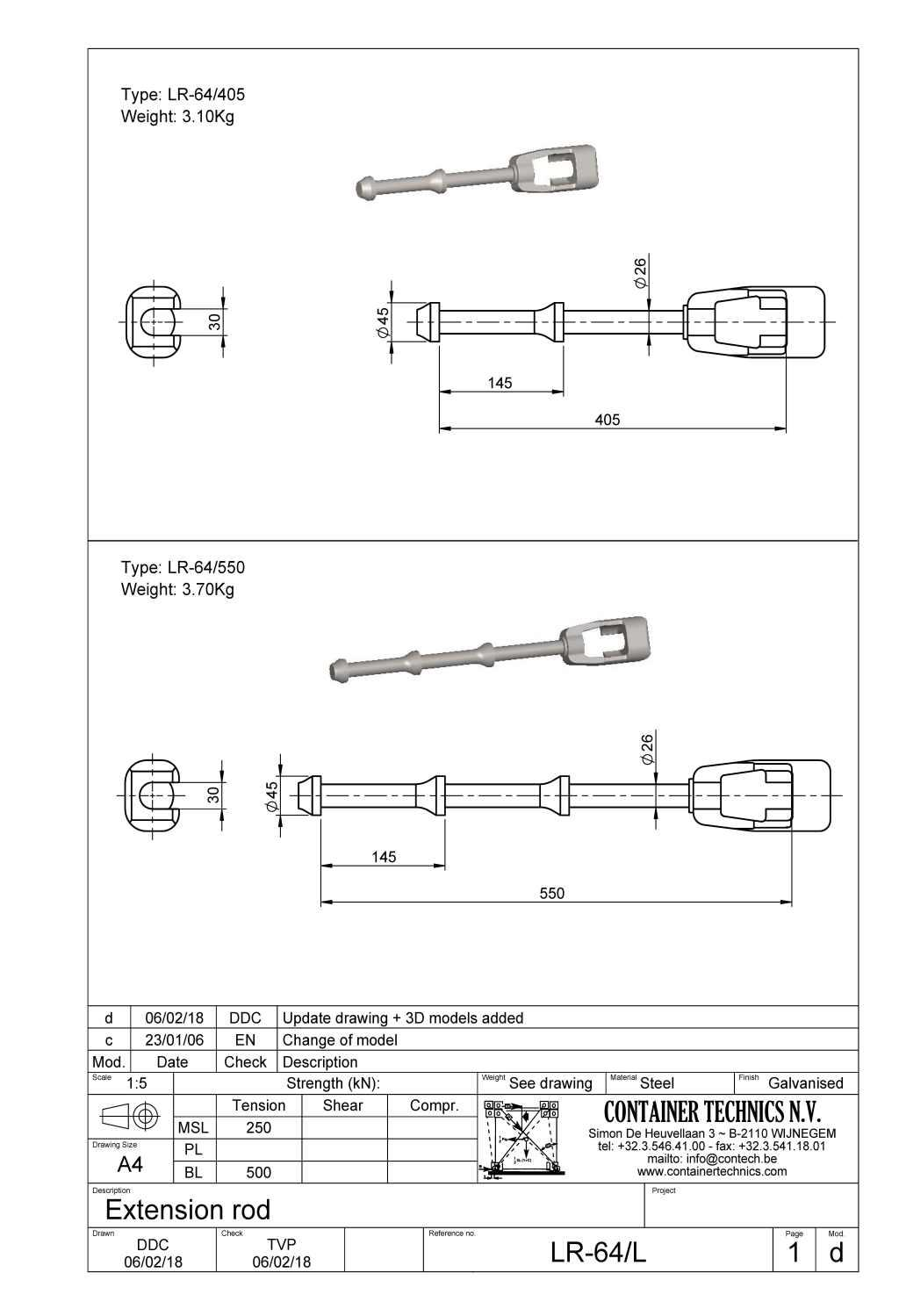 LR-64 Knob Lashing Rod Extension - Container Technics