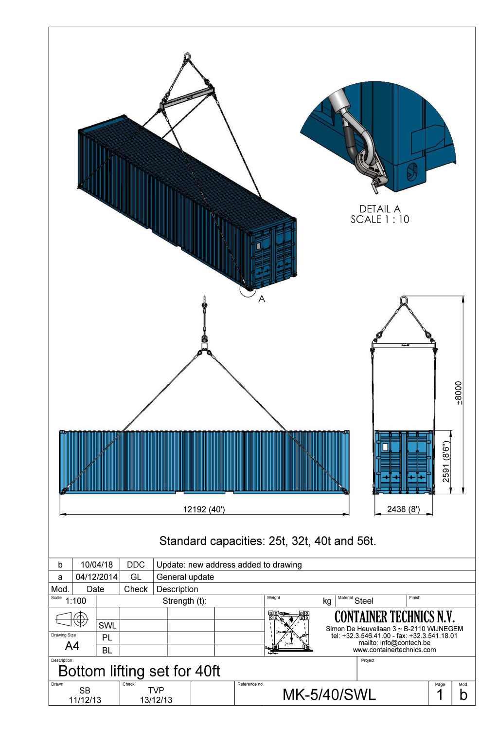 Bottom lifting gear for 40' containers - Container Technics