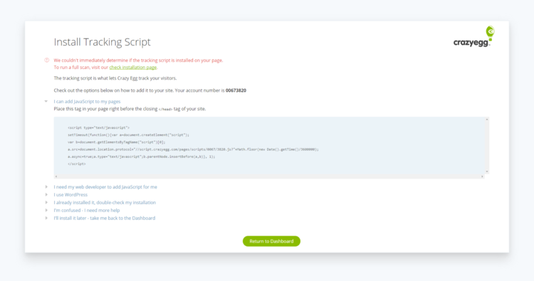 Crazy Egg: JavaScript Installation Process