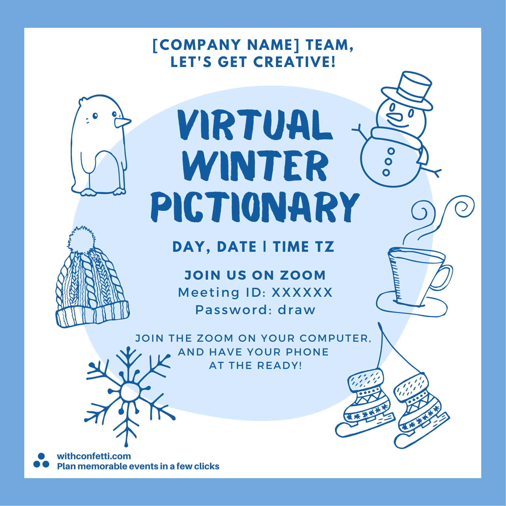 Virtual Winter Pictionary Event Invitation | Confetti 🎉