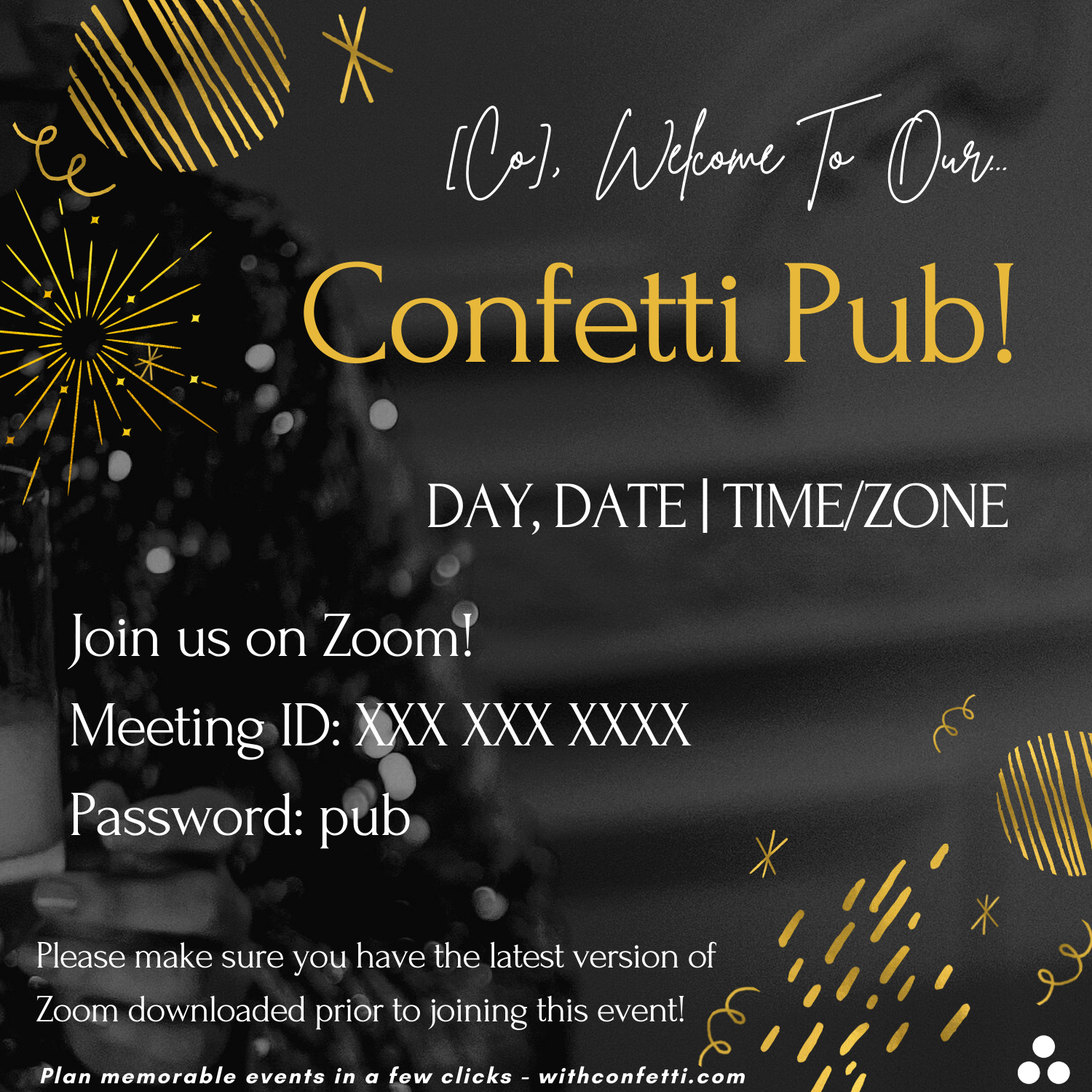 Virtual Pub Event Invitation | Confetti 🎉