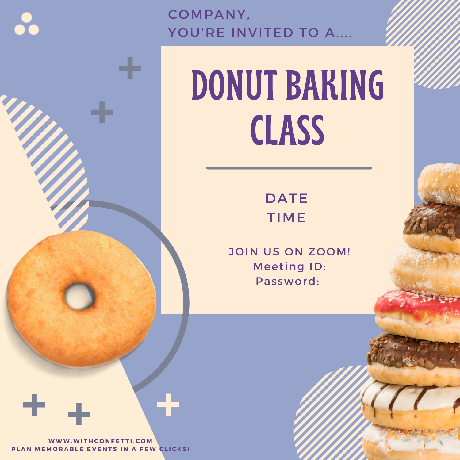 Virtual Donut Baking Class Event Invitation | Confetti 🎉