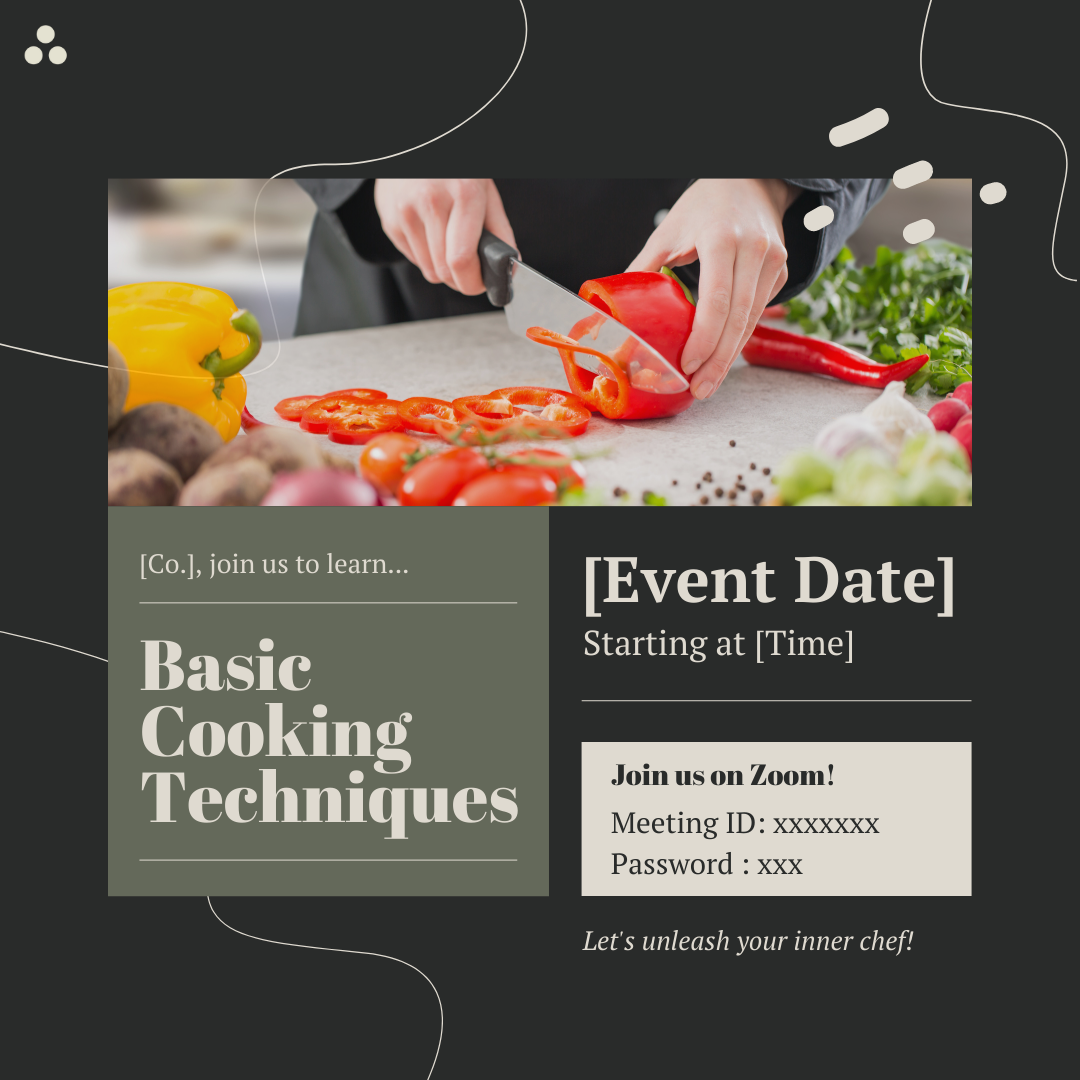 Virtual Cooking Basics Class Event Invitation | Confetti 🎉