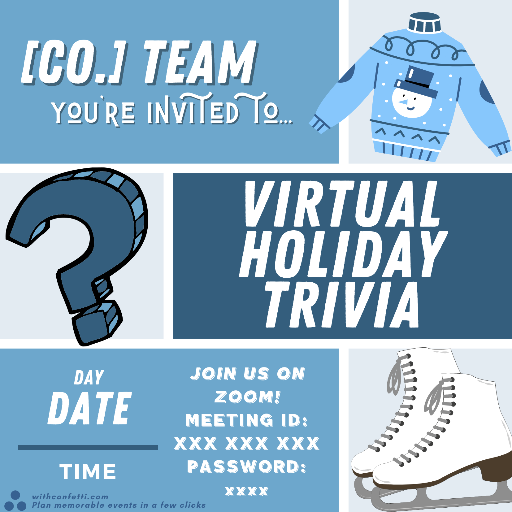 Virtual Holiday Trivia Event Invitation | Confetti 🎉