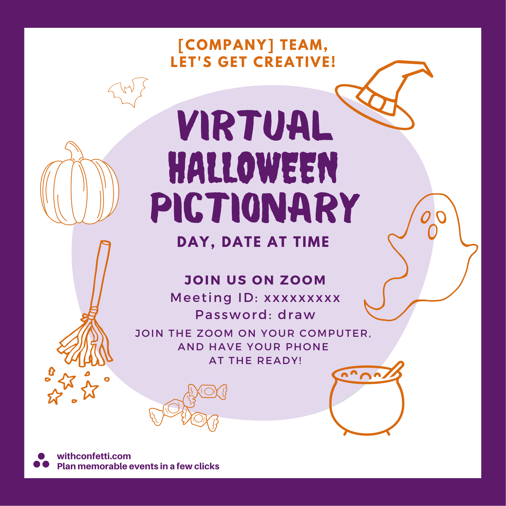 Virtual Halloween Pictionary Event Invitation | Confetti 🎉