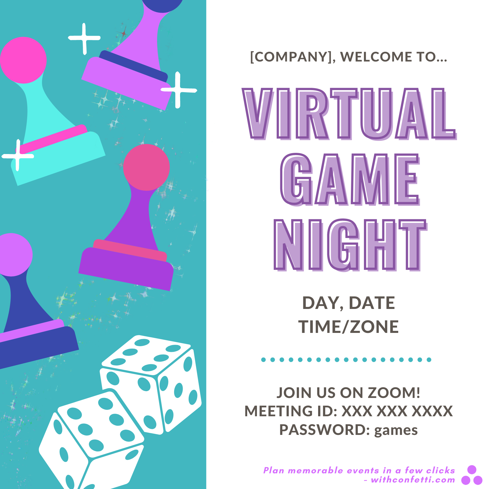 Virtual Game Night Event Invitation | Confetti 🎉