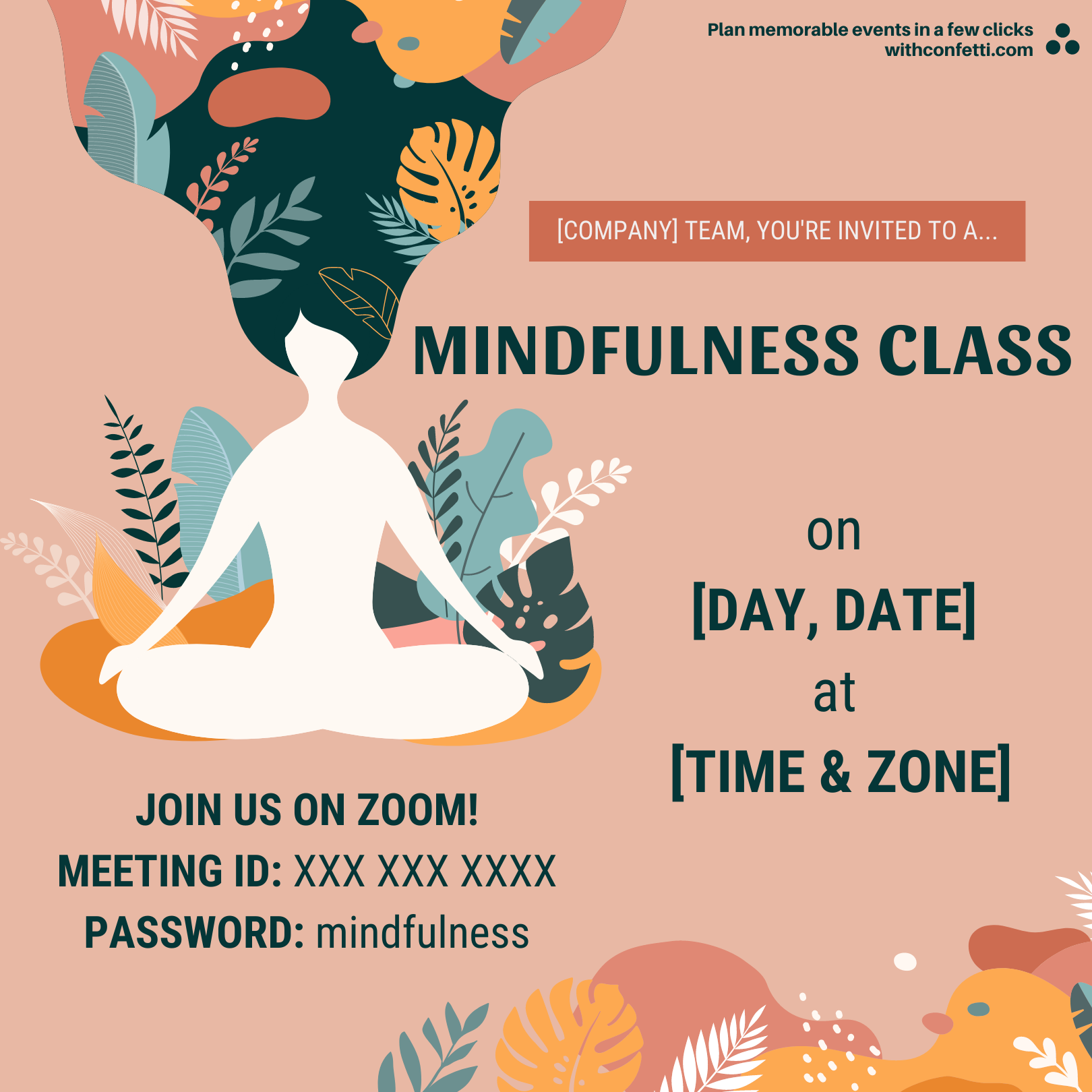 Virtual Mindfulness Class Event Invitation | Confetti 🎉