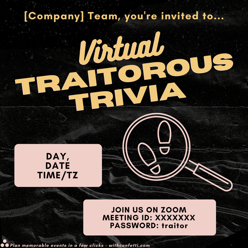 Virtual Traitorous Trivia Event Invitation | Confetti 🎉