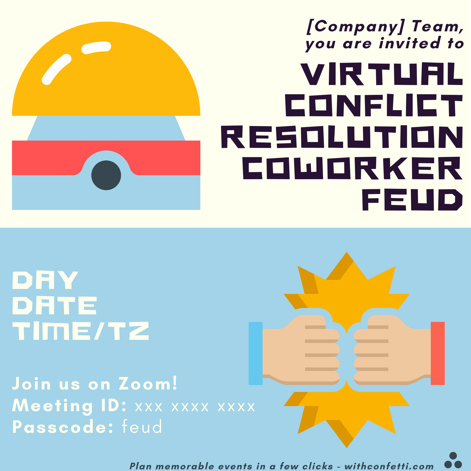 Conflict Resolution Coworker Feud Event Invite | Confetti 🎉
