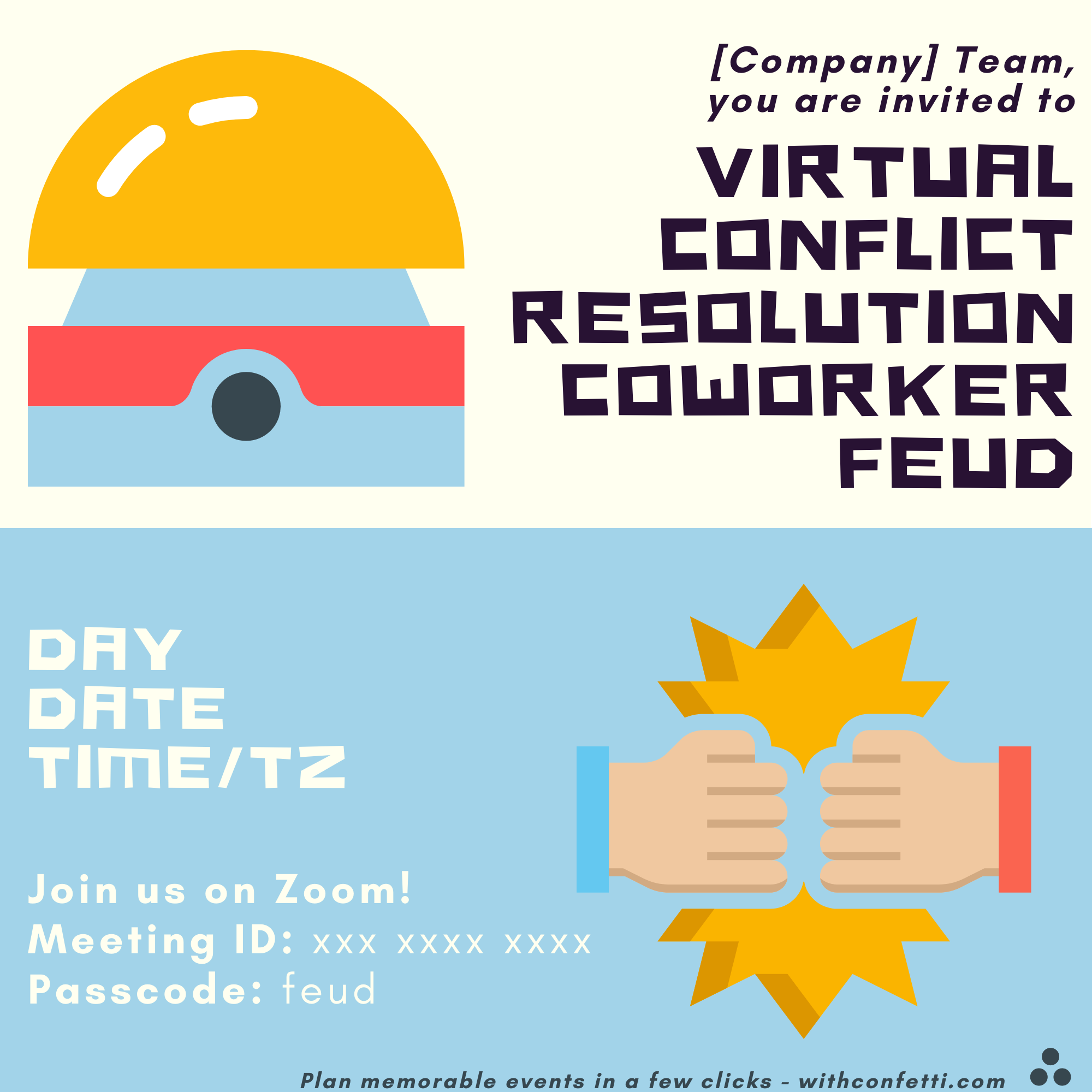 Conflict Resolution Coworker Feud Event Invite | Confetti 🎉