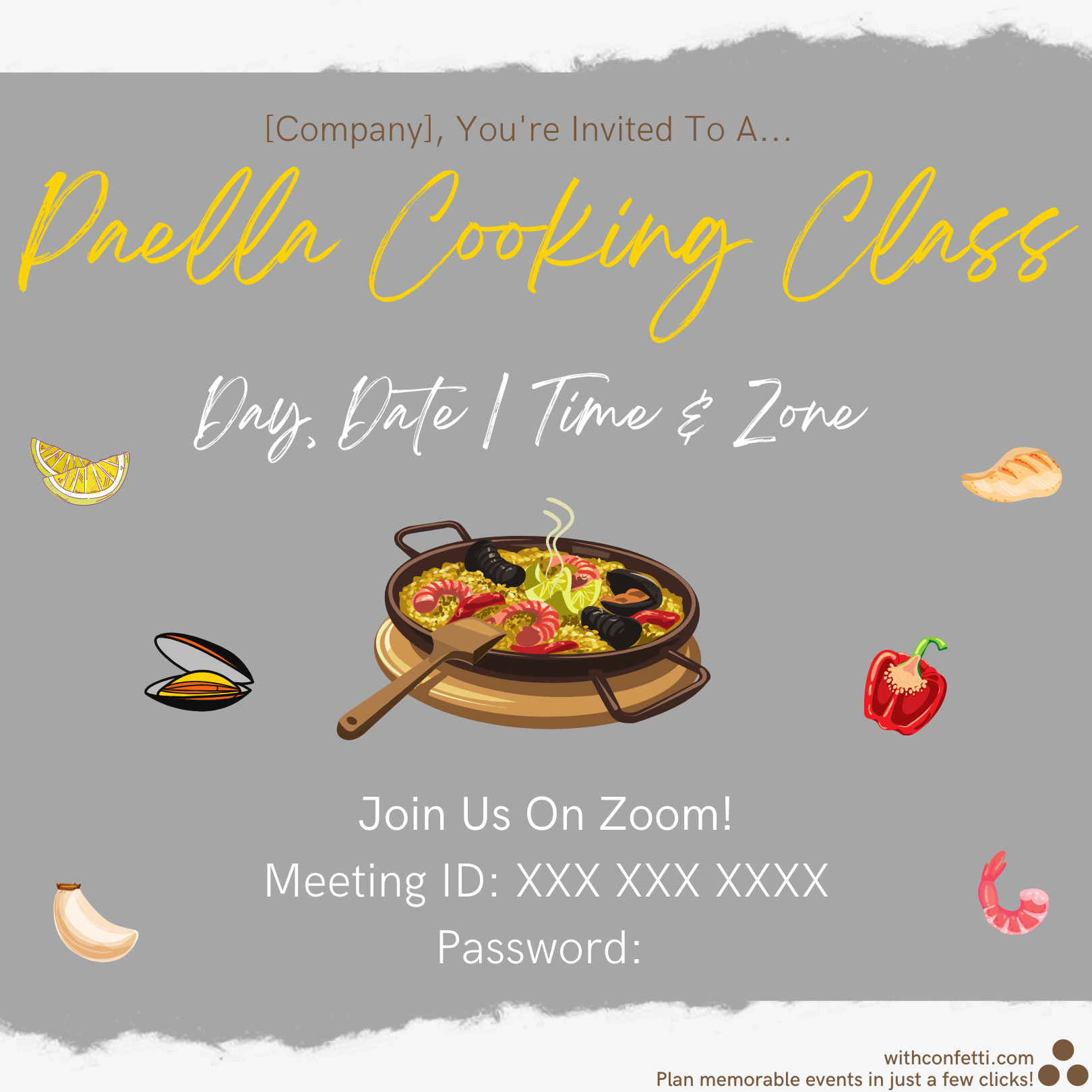 Paella Cooking Class Event Invite | Confetti 🎉