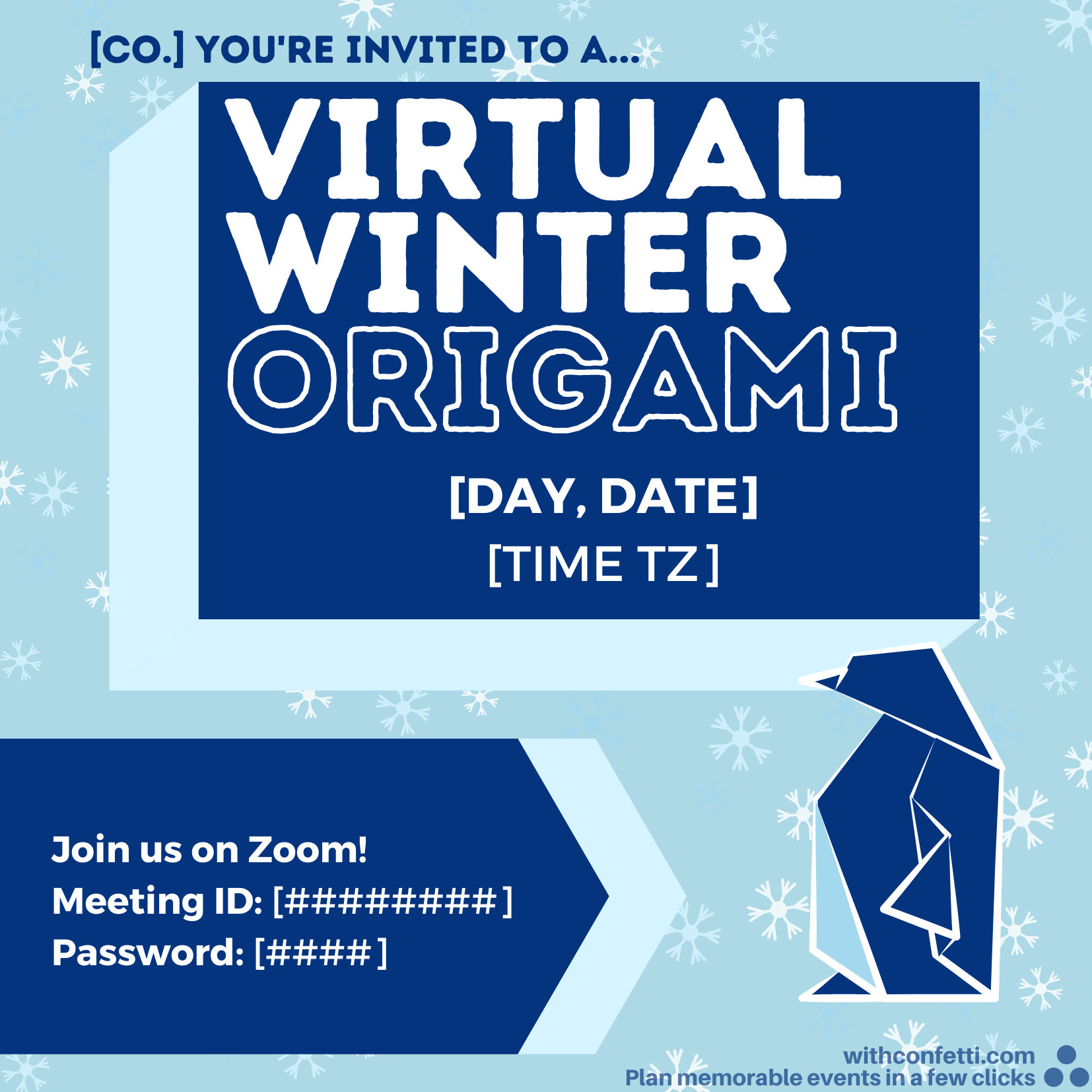 Winter Origami Class Event Invitation | Confetti 🎉