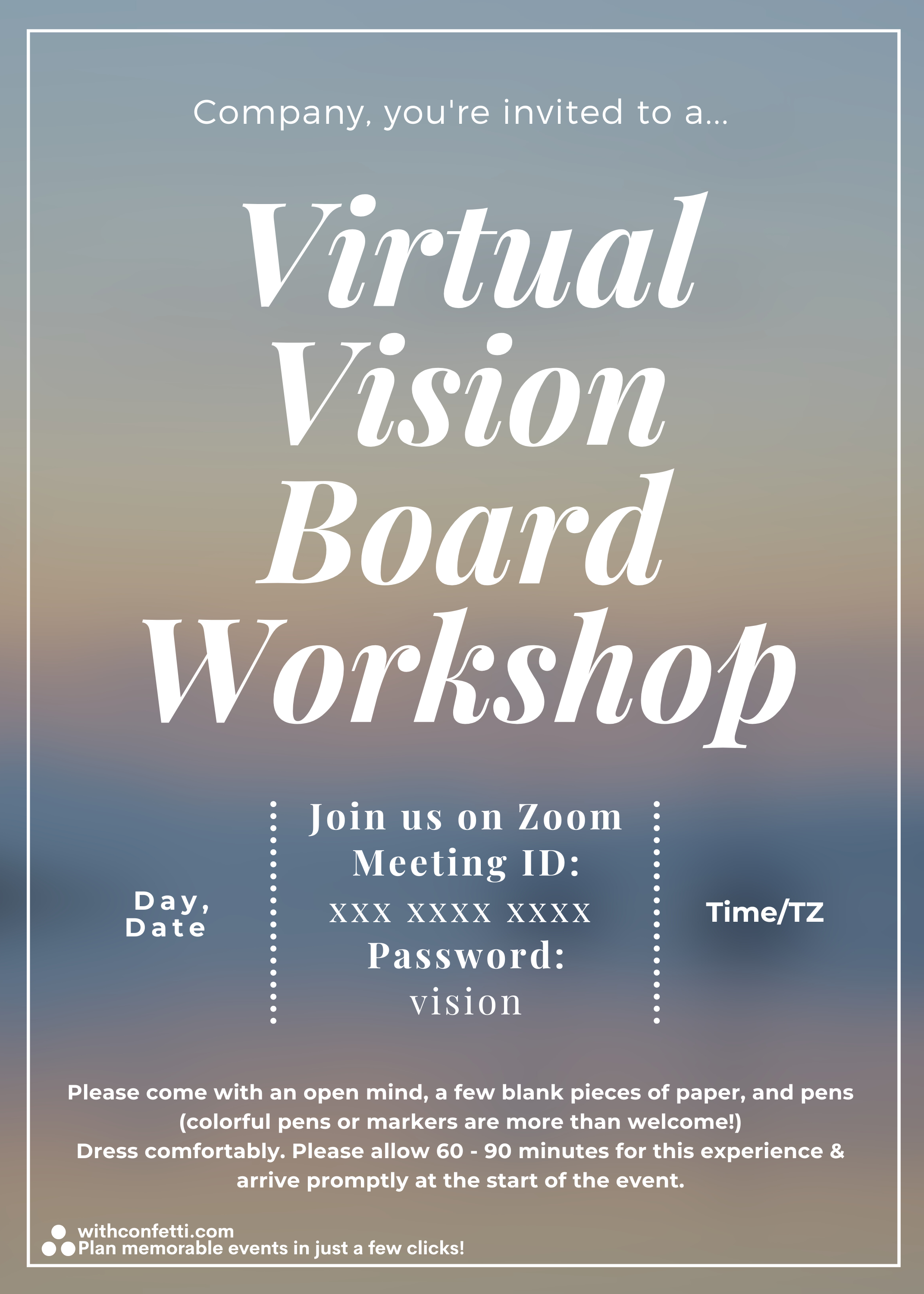 Vision Board Workshop Event Invitation | Confetti 🎉