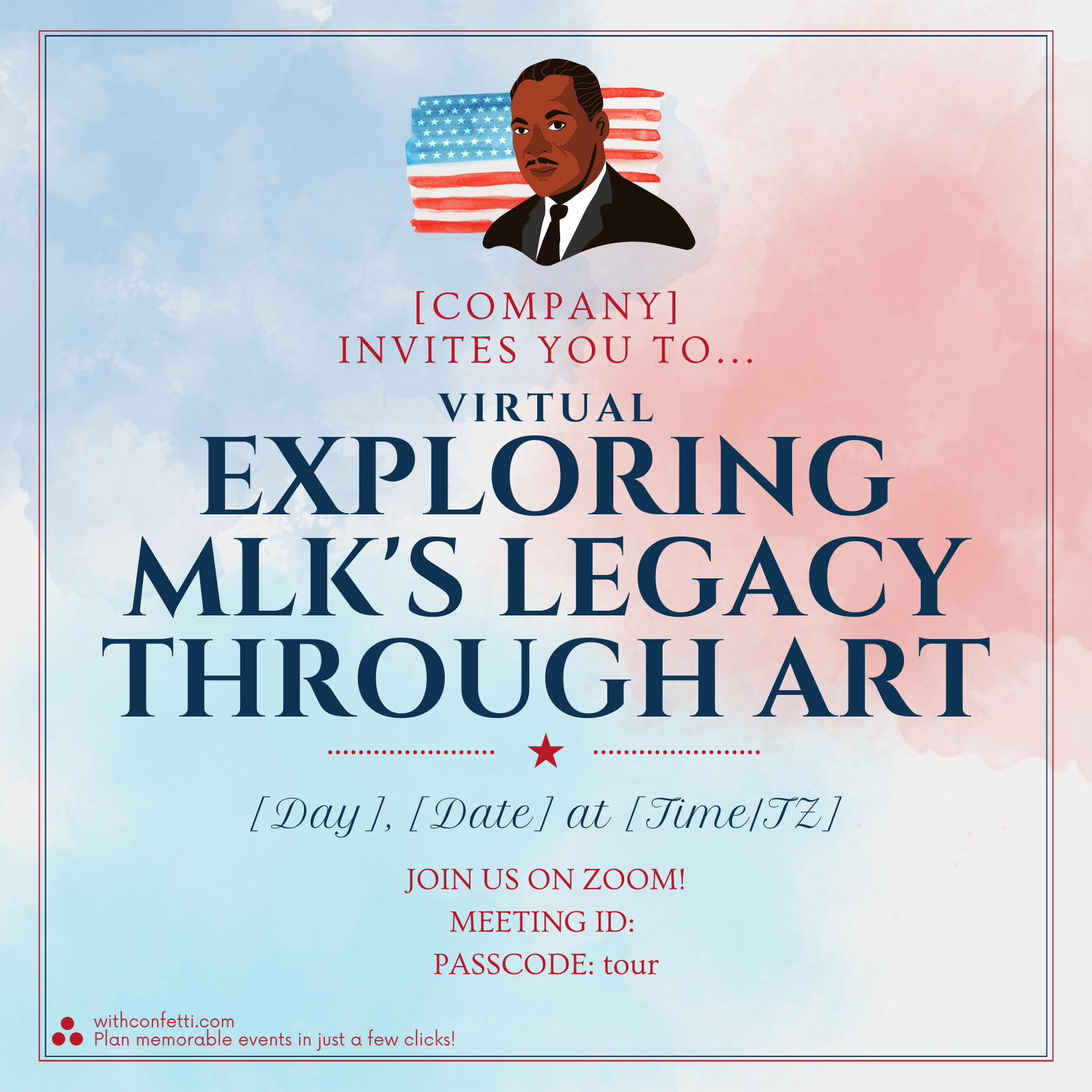 Exploring MLK's Legacy Through Art Event Invitation | Confetti 🎉