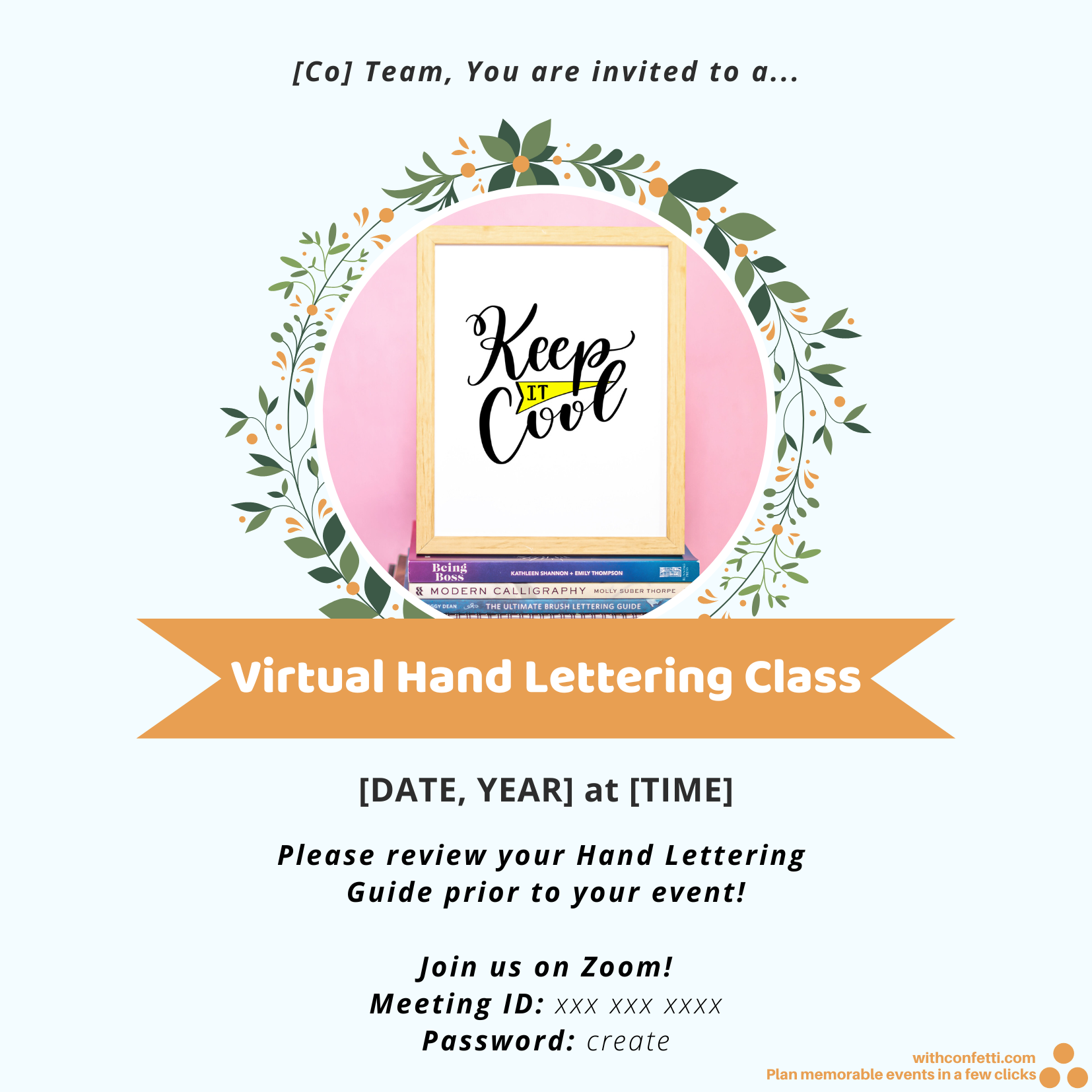 BYO Hand Lettering Class Event Invitation | Confetti 🎉