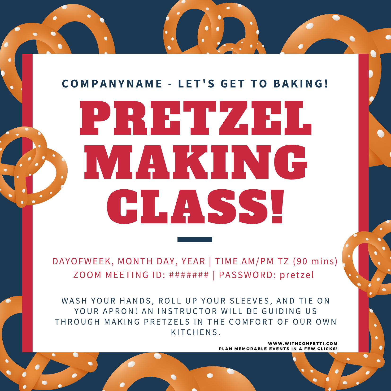 BYO Pretzel Making Class Event Invitation | Confetti 🎉
