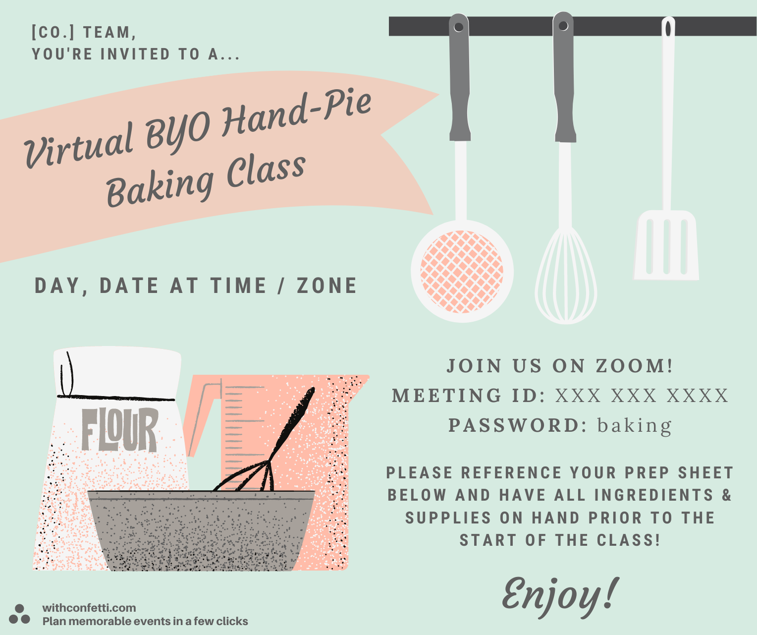BYO Hand Pie Baking Class Event Invitation | Confetti 🎉