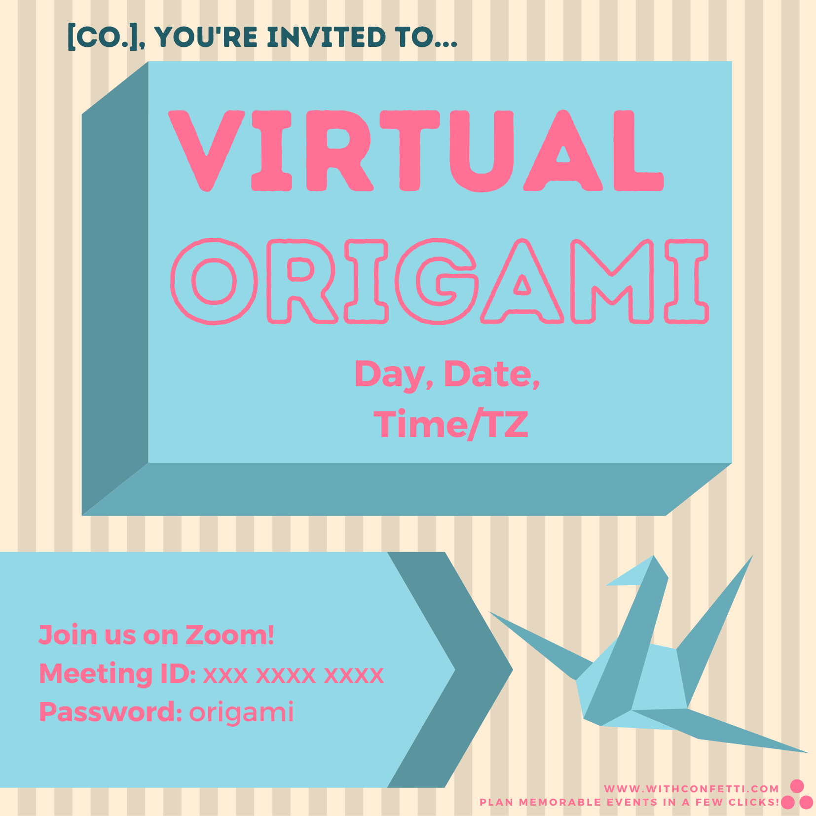 BYO Origami Making Class Event Invitation | Confetti 🎉