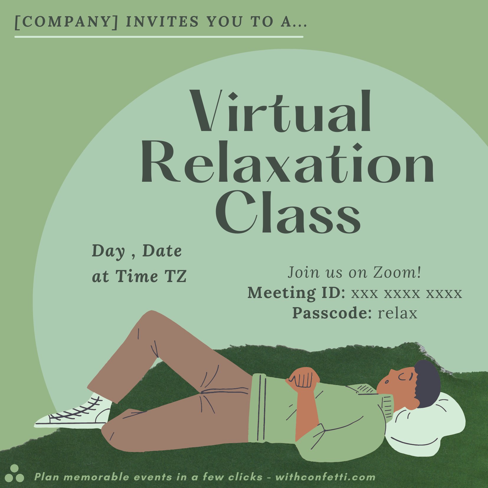 Relaxation Class Event Invitation | Confetti 🎉