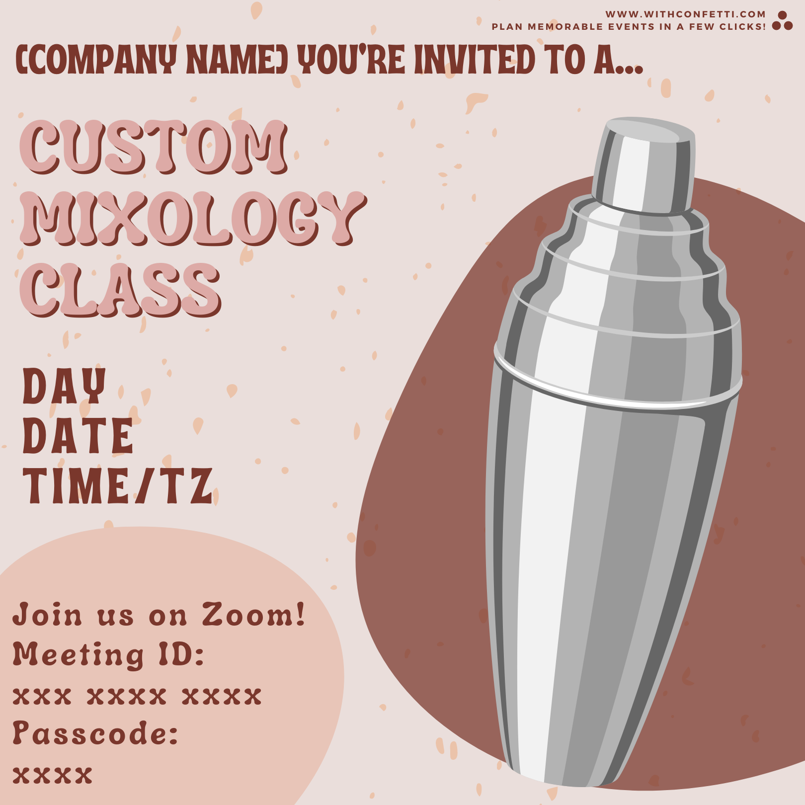 Custom Mixology Class Event Invitation | Confetti 🎉