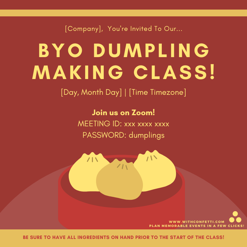 BYO Dumpling Making Class Event Invitation | Confetti 🎉