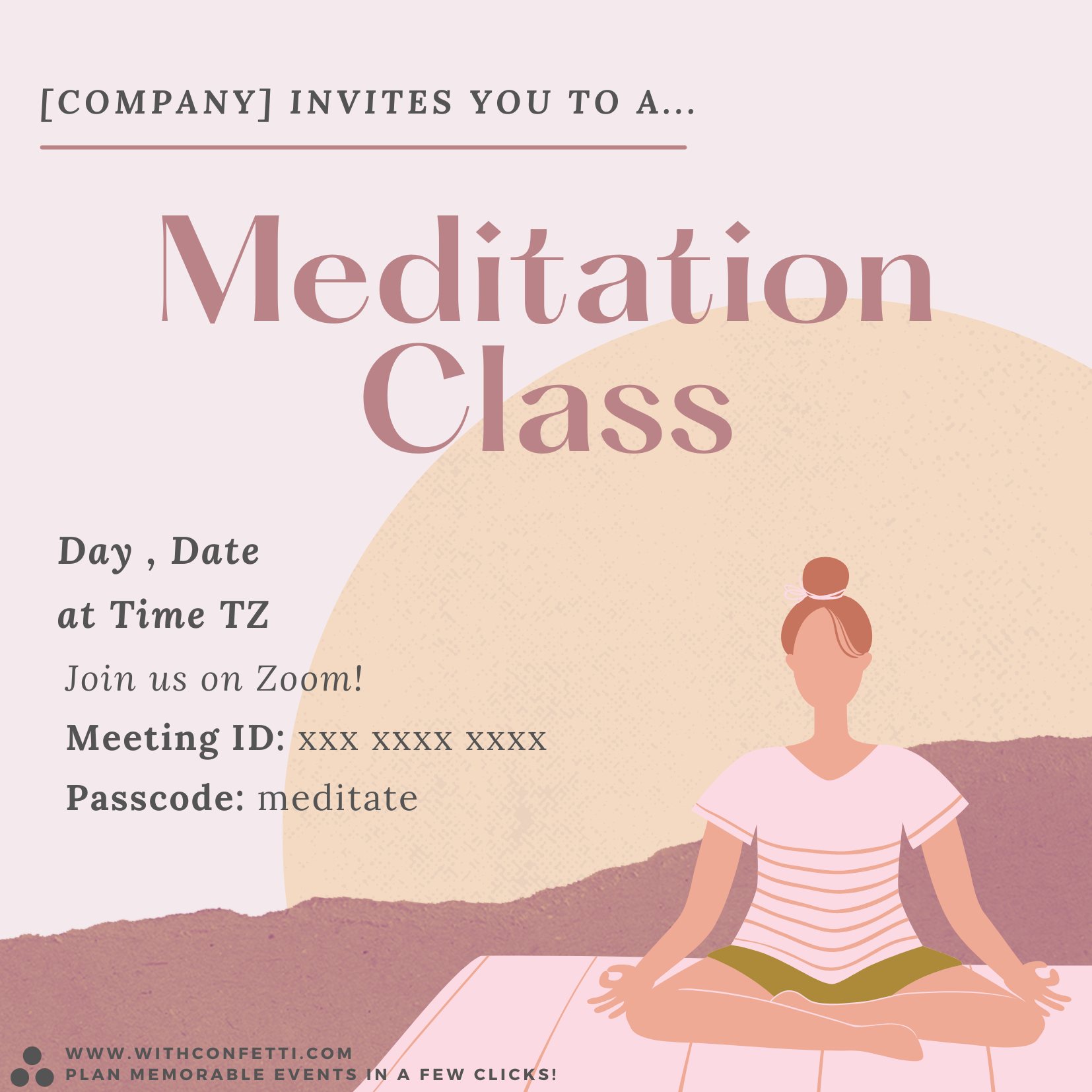 Virtual Meditation Class Event Invitation | Confetti 🎉