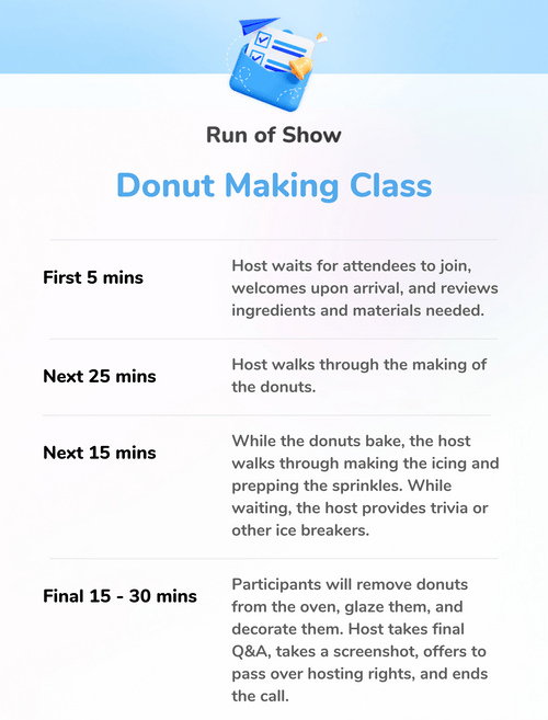 Donut Making Class Sample Schedule | Confetti 🎉