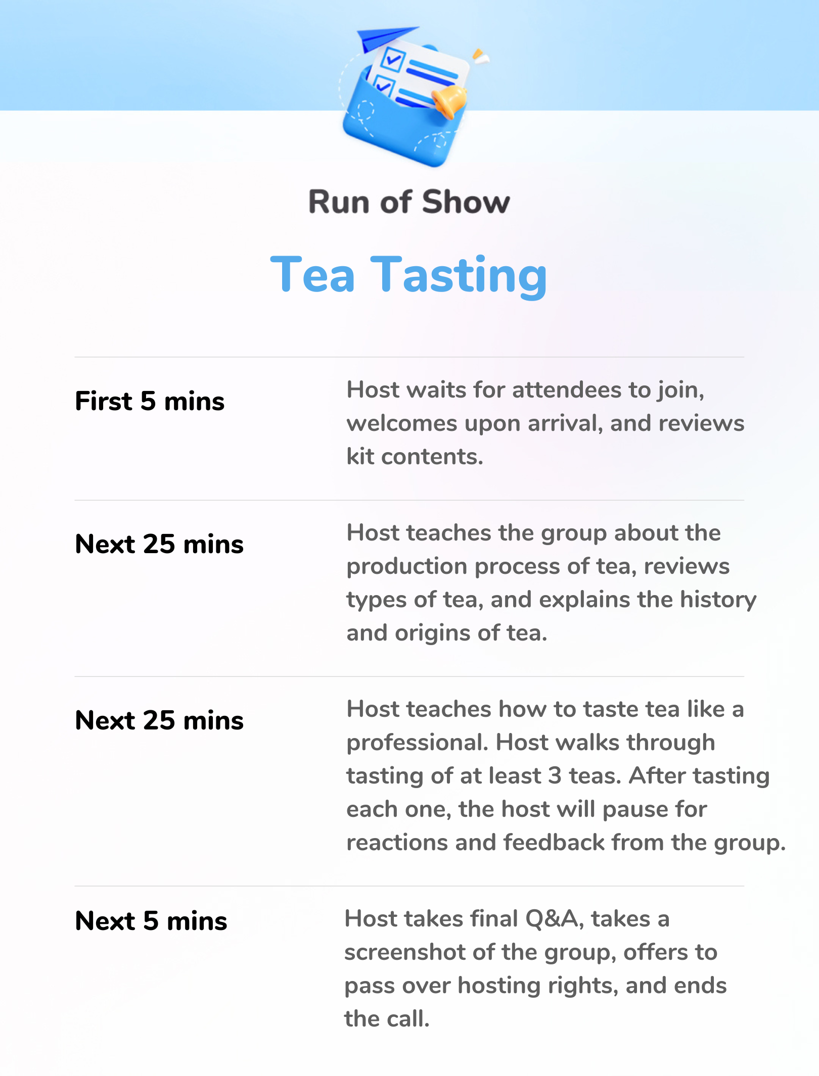 Tea Tasting Sample Schedule | Confetti 🎉