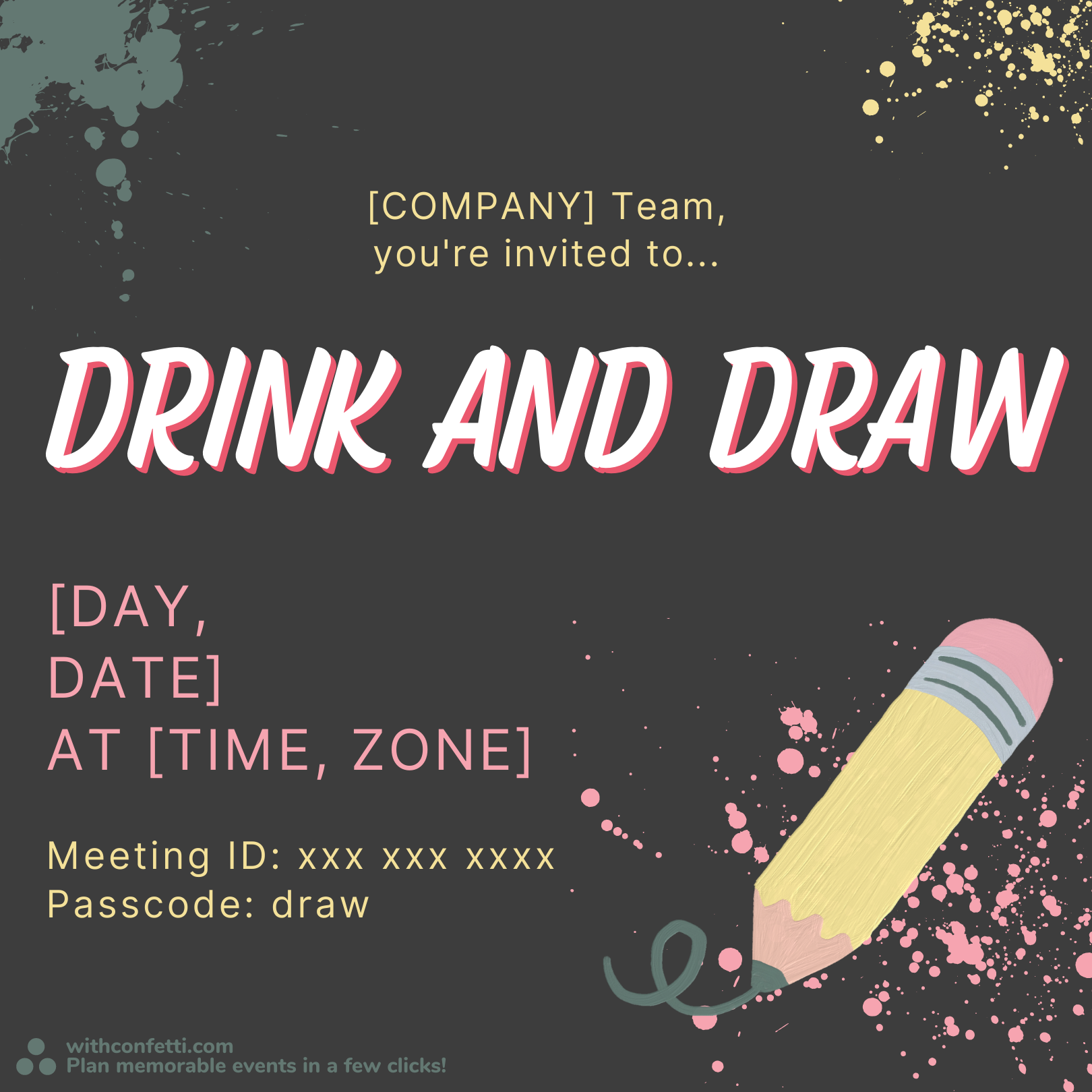Drink and Draw Event Invitation | Confetti 🎉