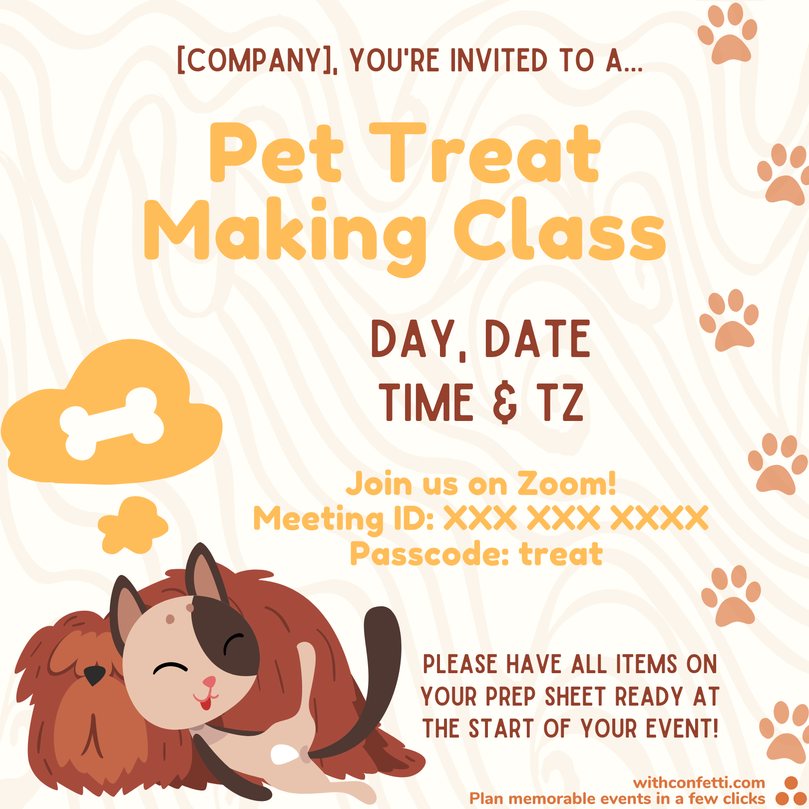BYO Pet Treat Making Class - Event Invitation | Confetti 🎉