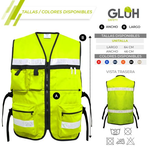 GLUH Internacional | Chaleco de Seguridad Tipo Brigadista de Gabardina ...