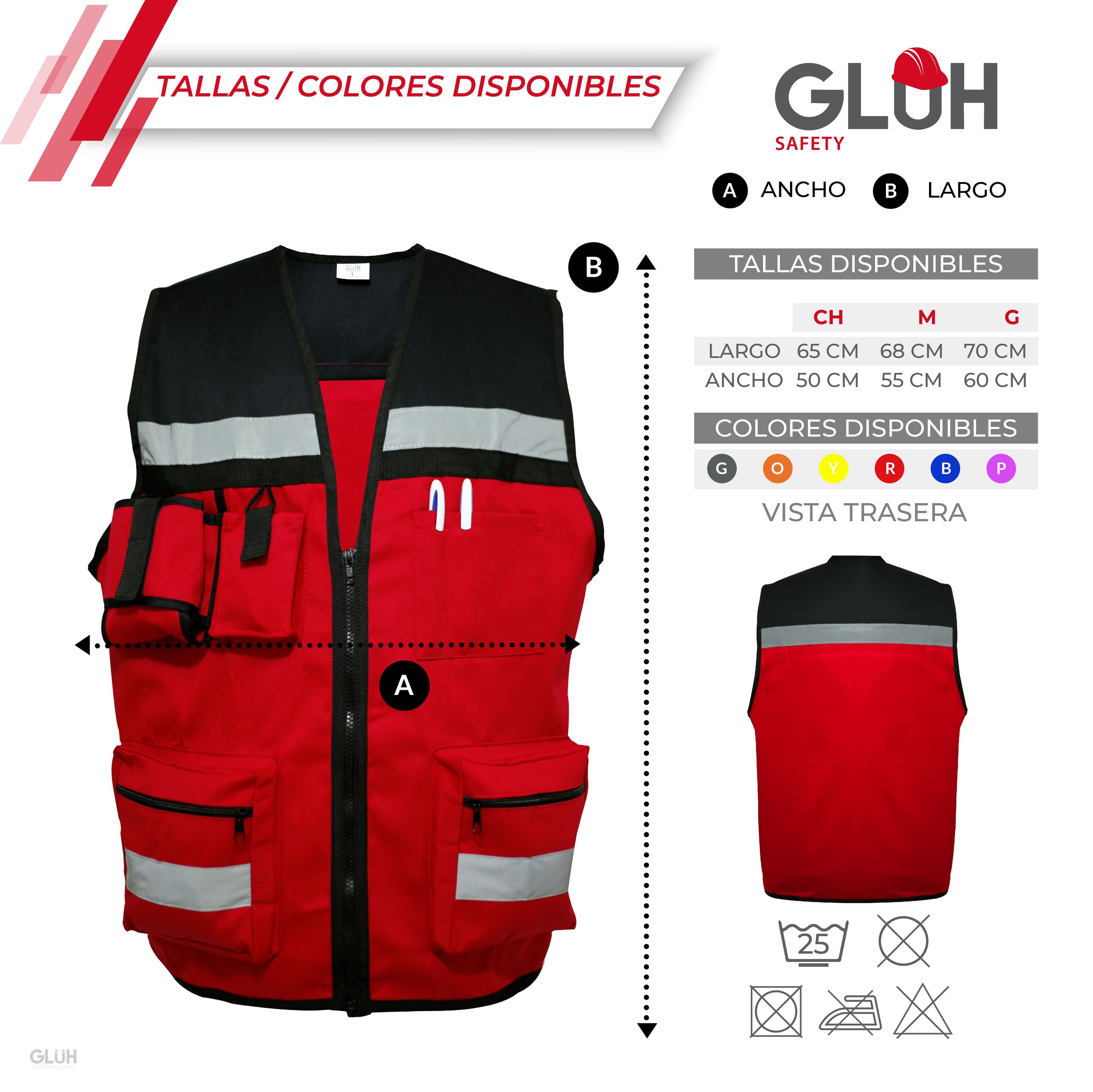 GLUH Internacional | Chaleco Seguridad de Gabardina 100% Algodón ...